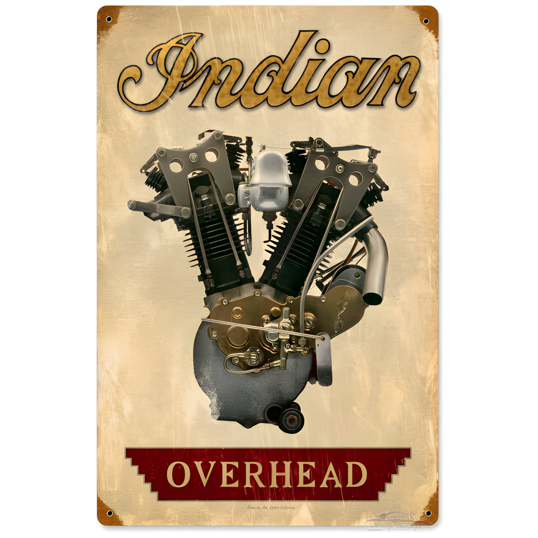 Vintage Indian Engine Metal Sign - 12"x18" - Made in USA