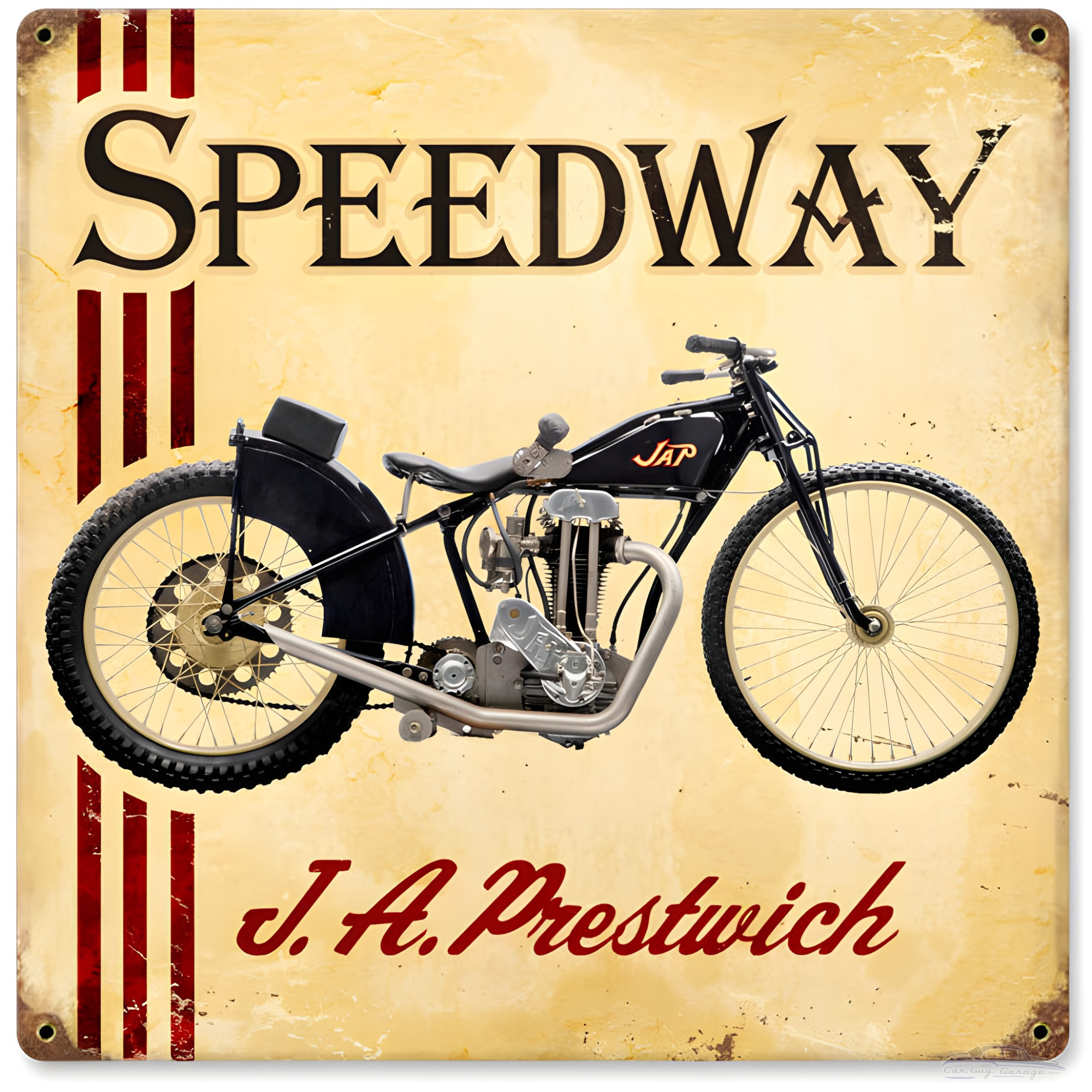 Vintage Jap Speedway Sign - 12"x12" Metal, Made in USA