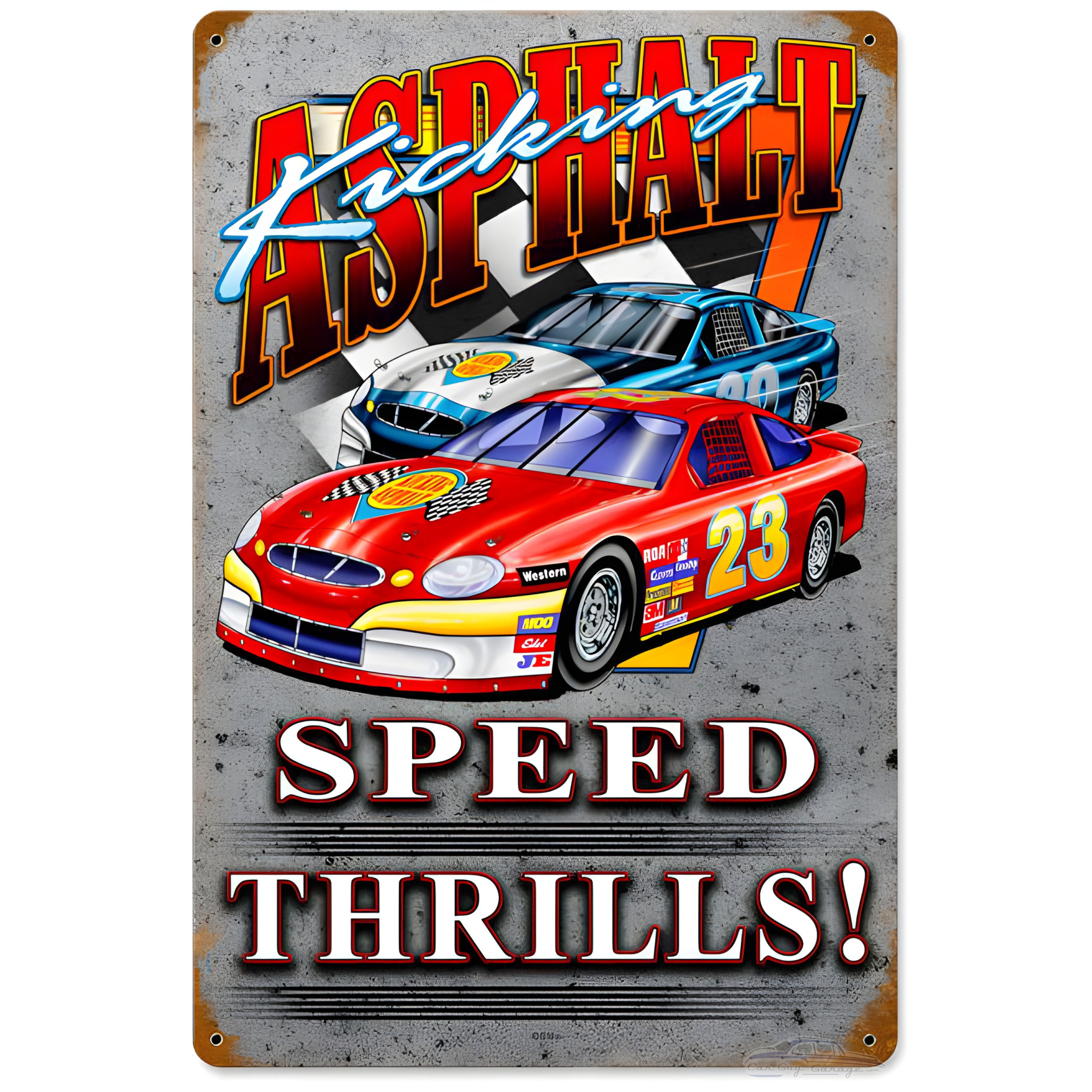 Kicking Asphalt Metal Sign - Vintage 12"x18" Garage Decor