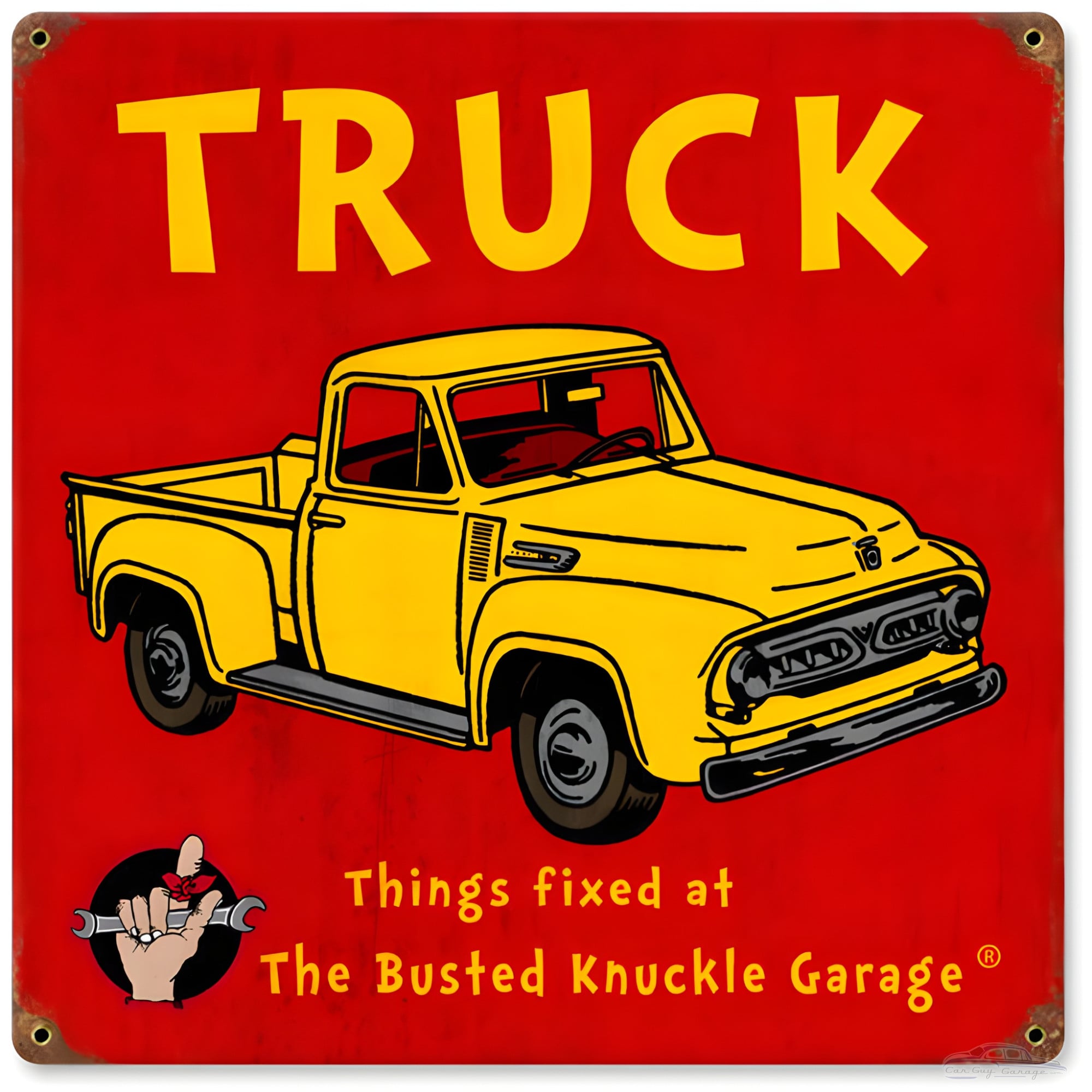 Kids Truck Sign - 12"x12" Vintage Metal, Made in USA