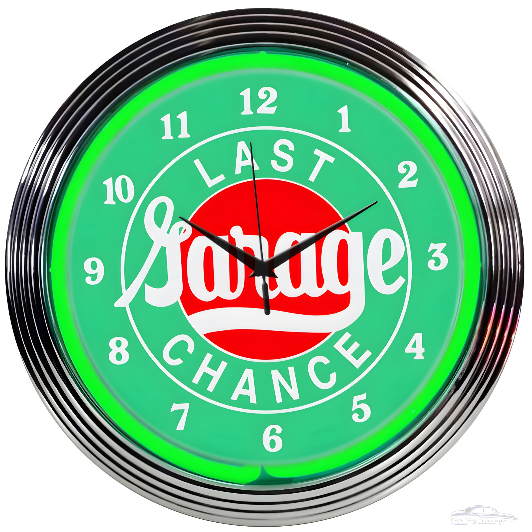 Last Chance Garage Neon Clock - Vintage Style, Real Glass Neon