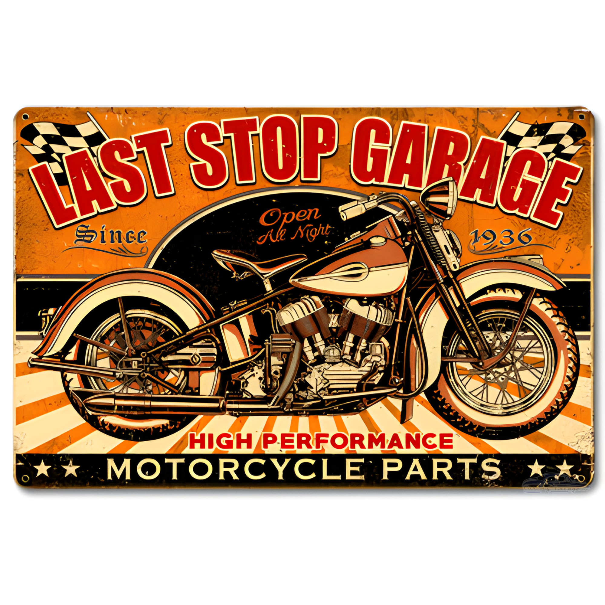 Last Stop Garage Metal Sign - Durable 18" x 12" USA Made