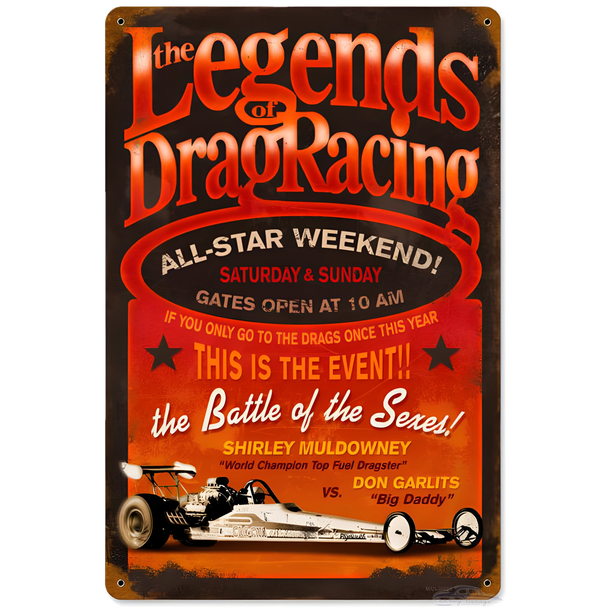 Legends Drag Metal Sign - Vintage Design, Durable 18"x12"
