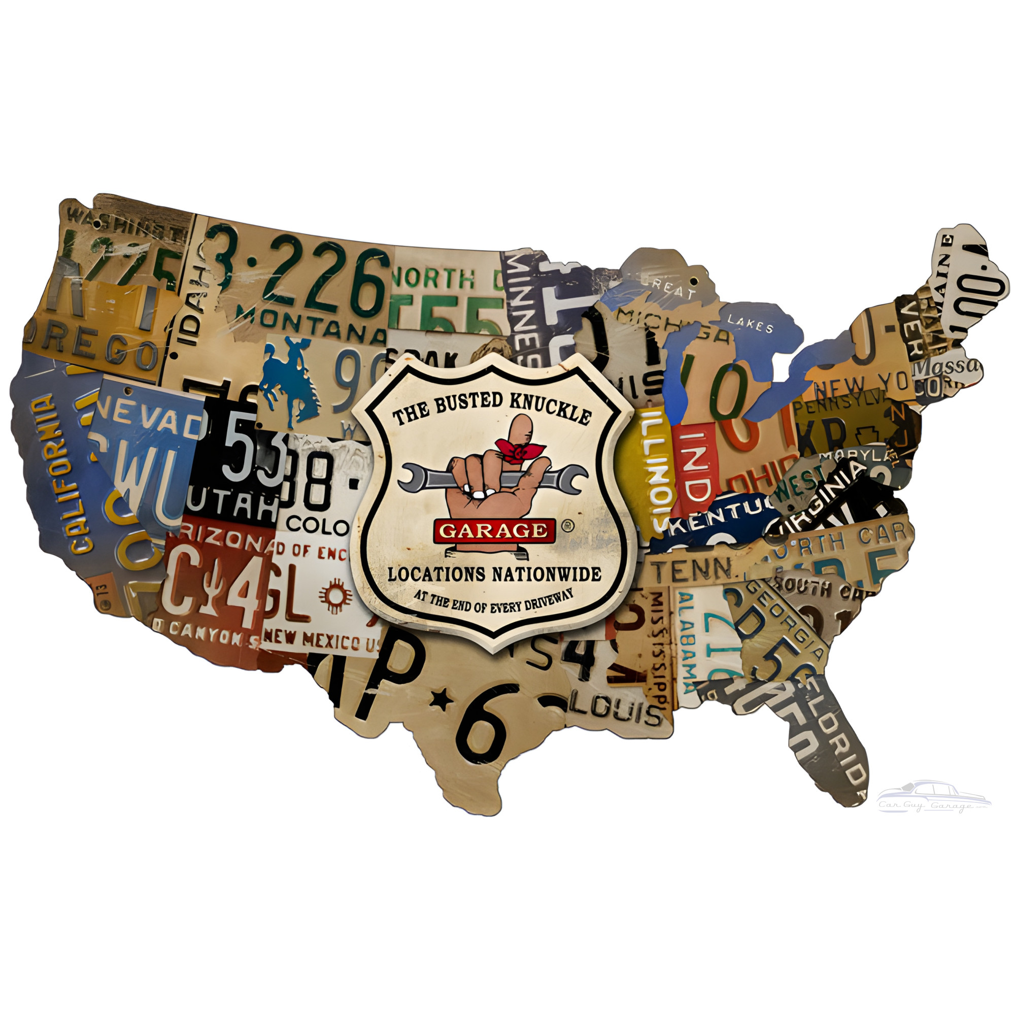 License Plate Map Sign - 25"x16" Custom Metal Shape, USA Made