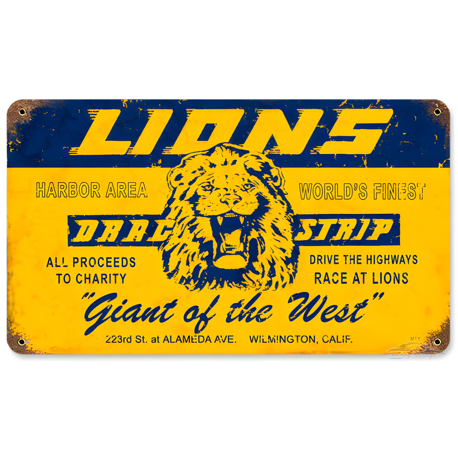 Lions Drag Strip Metal Sign - Vintage Decor 14" x 8" USA Made