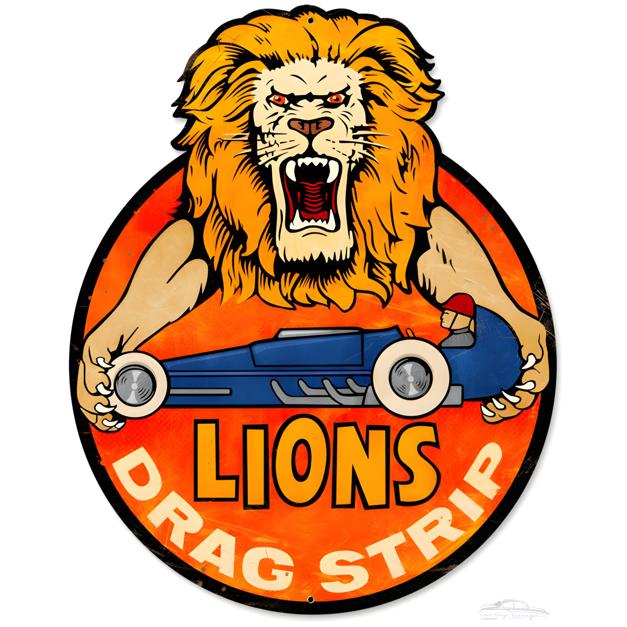 Lions Drag Strip Metal Sign - Vintage Racing Decor 14"x18"