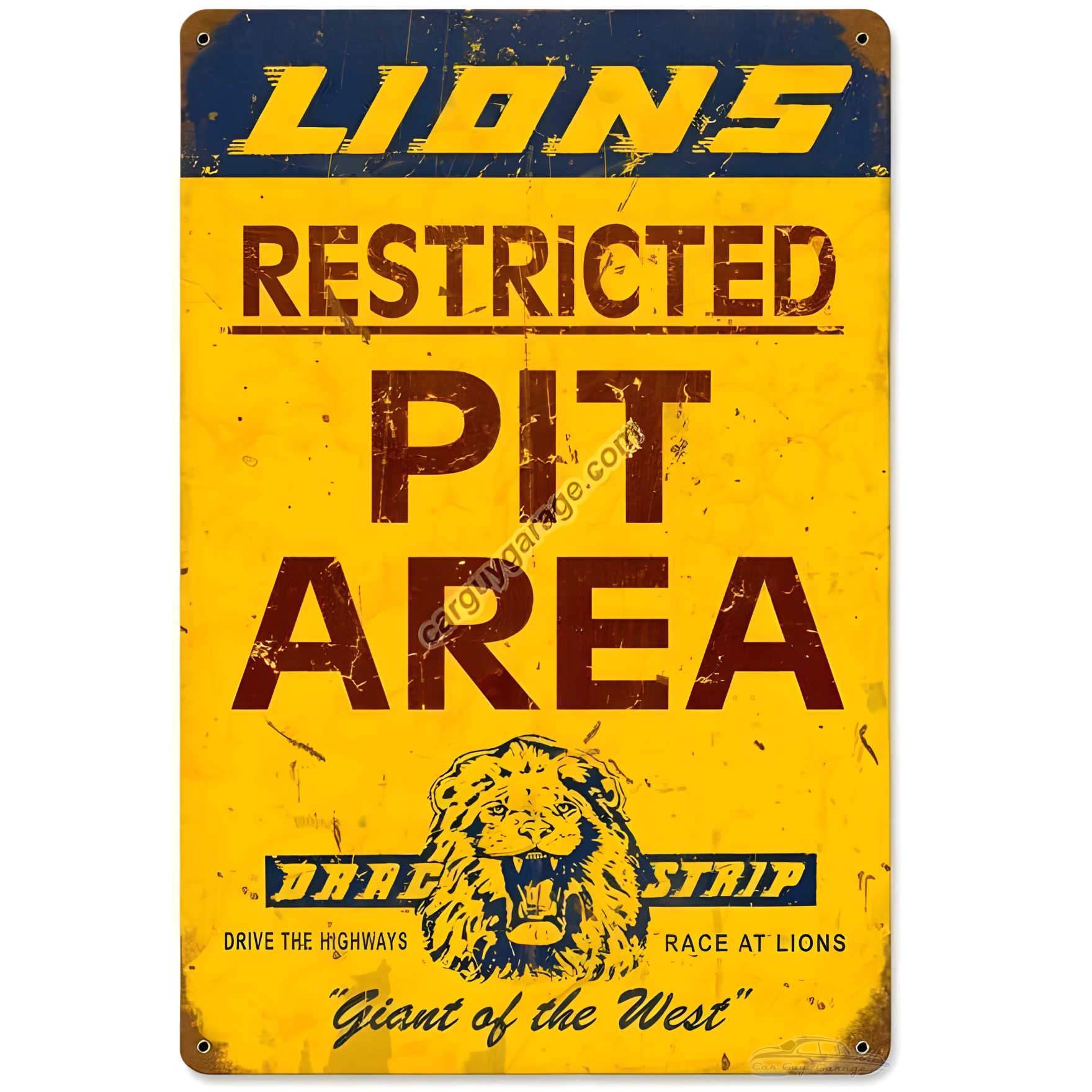 Lions Pit Area Metal Sign - Durable 12"x18" Vintage Decor