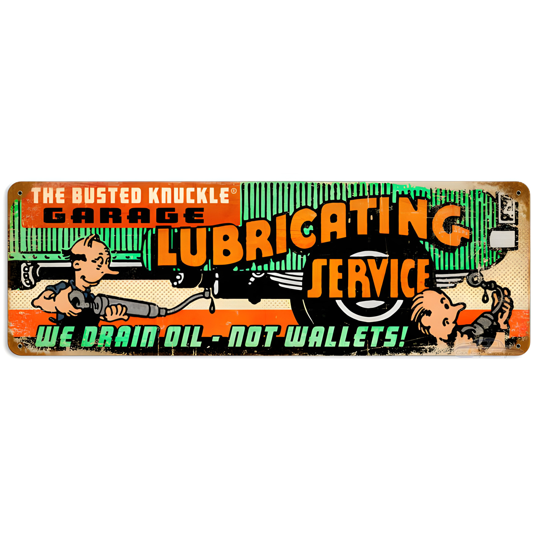 Lubricating Service Sign - Vintage Metal, 24"x8", USA Made