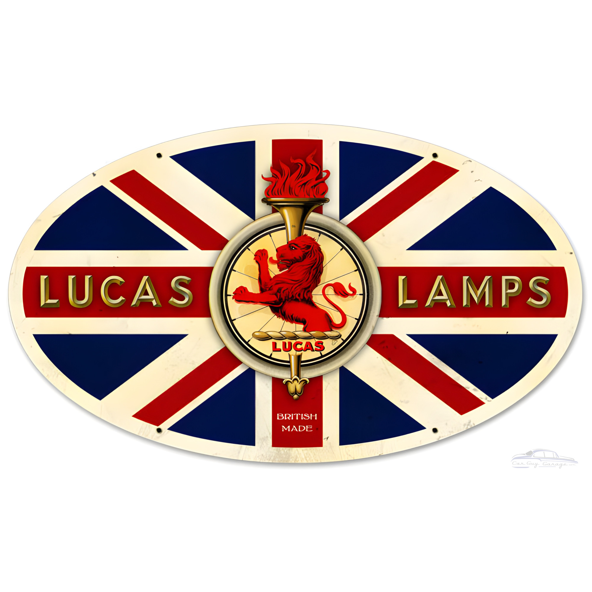 Lucas Lamps Oval Metal Sign - 24"x14" - Handmade in USA