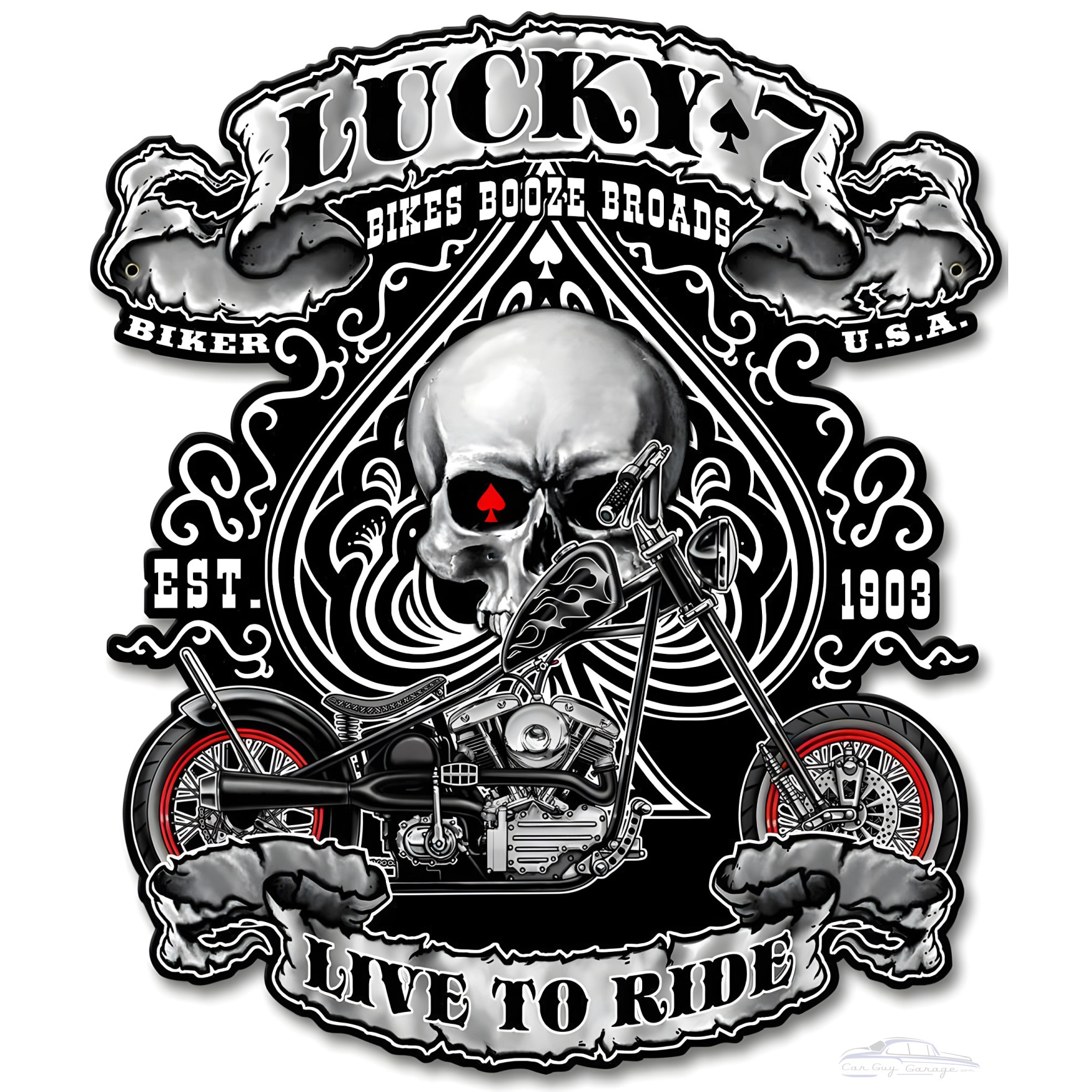 Lucky 7 Metal Sign - 14"x16" Durable American Steel Decor