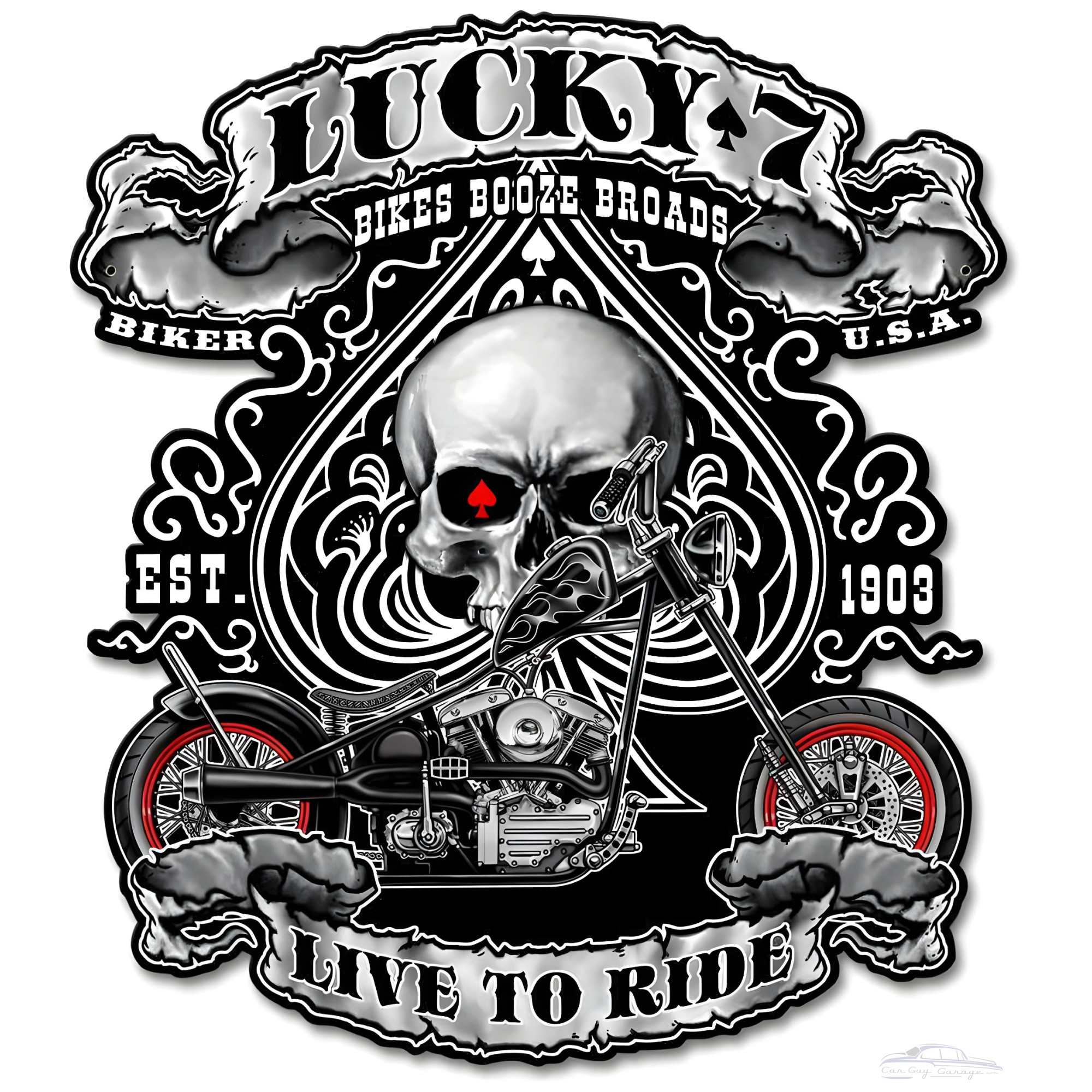 Lucky 7 Metal Sign - 18"x20" Heavy Gauge Steel, USA Made