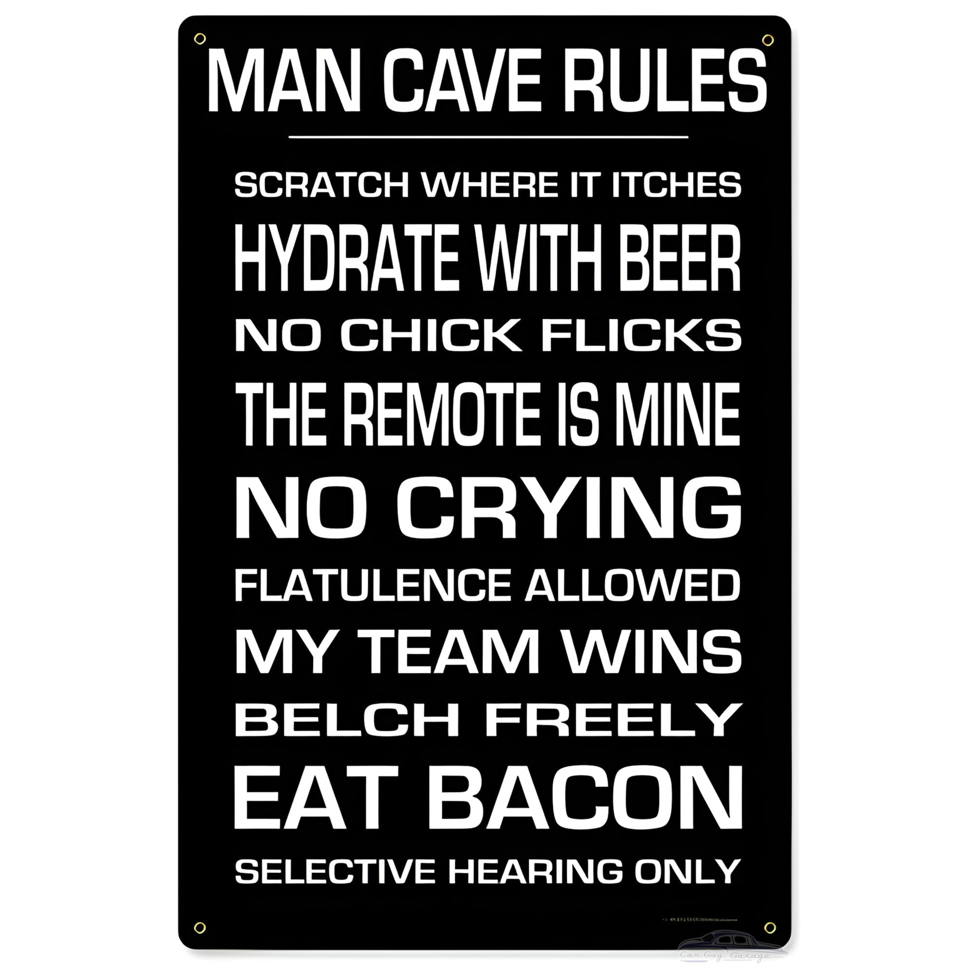 Man Cave Rules Metal Sign - Durable 12"x18" American Steel