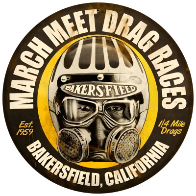 March Meet Metal Sign - 14" Round, Nostalgic Garage Decor