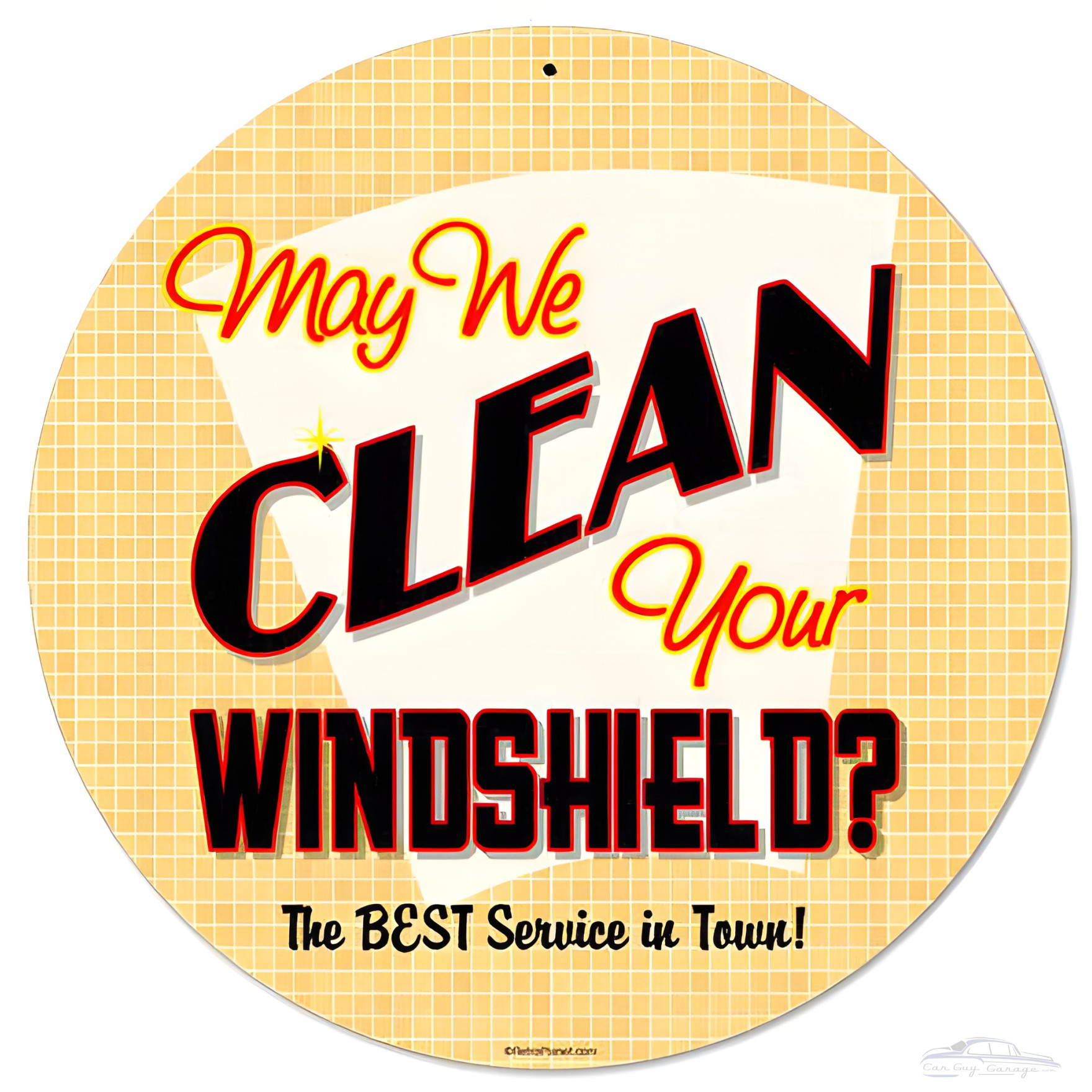 May We Clean Metal Sign - 14" Round, Made in USA, Durable