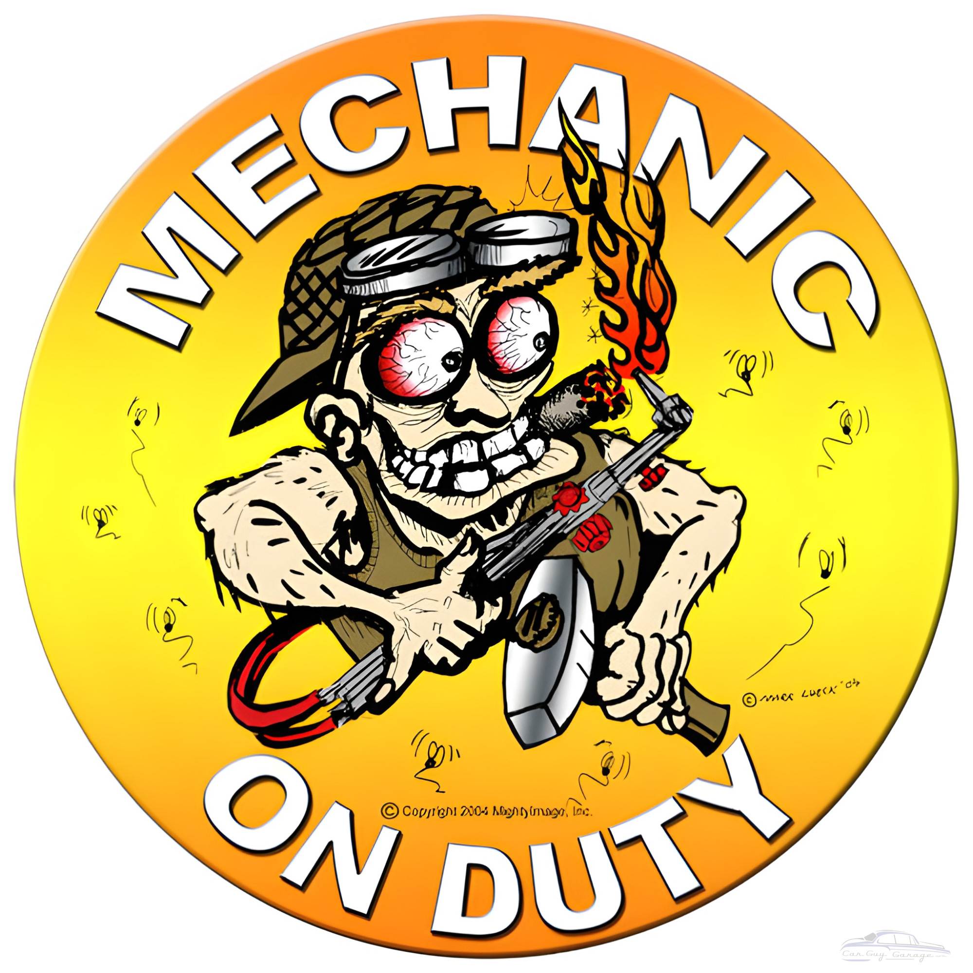 Mechanic on Duty Metal Sign - 14" Round, Made in USA