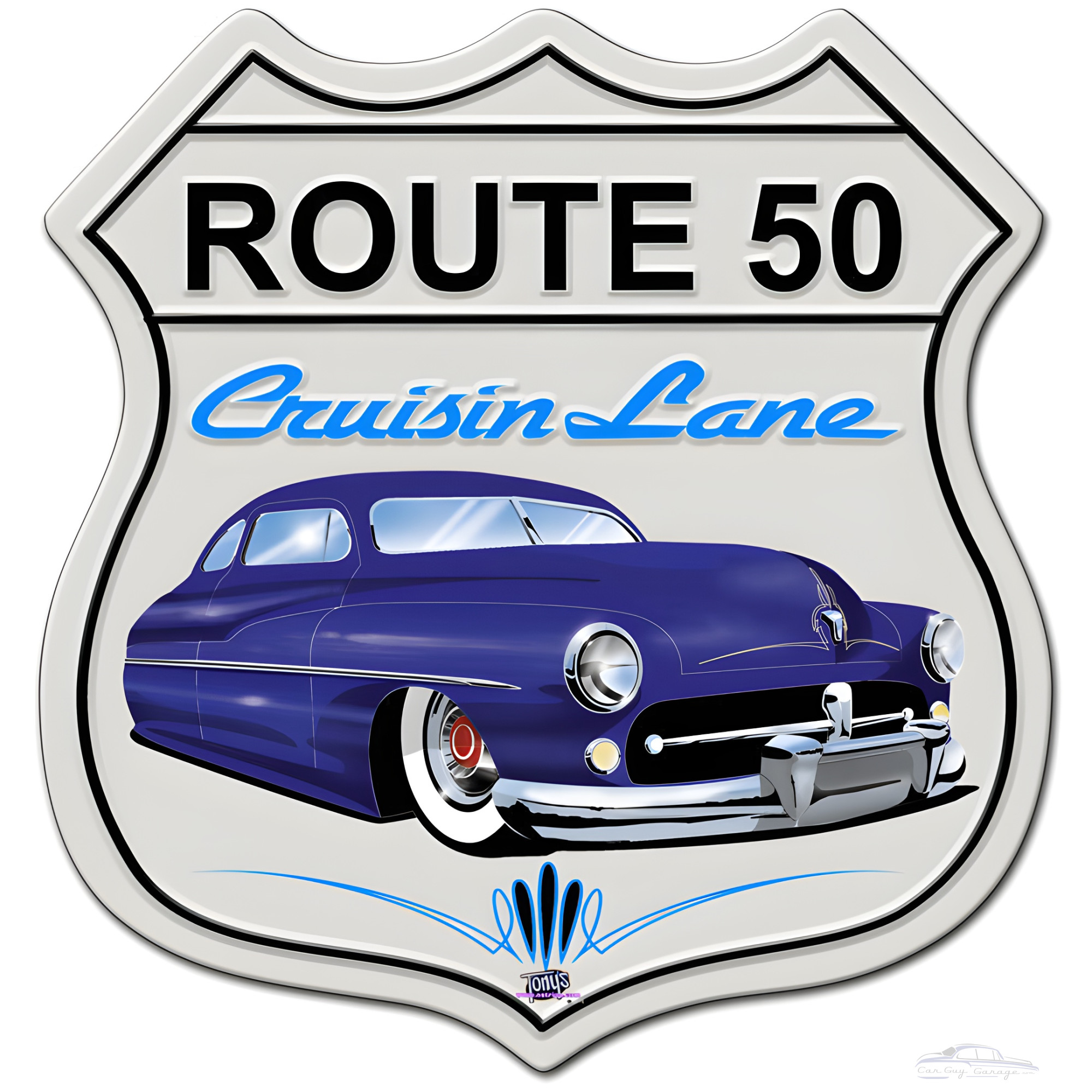 Mercury Cruisin' Route 50 Metal Sign - Durable 15"x15" Decor