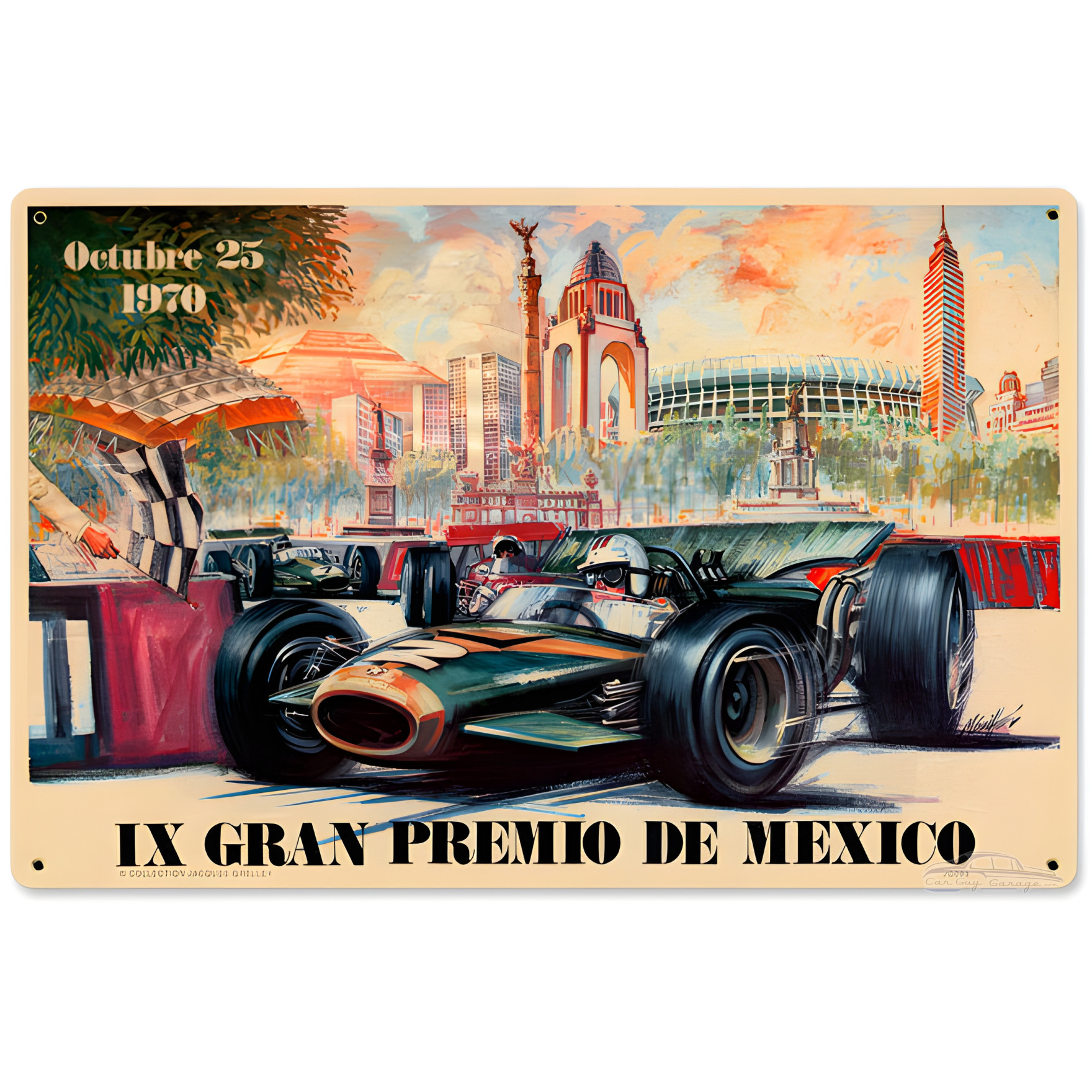 Mexico 1970 Grand Prix Metal Sign - 18"x12" - Handmade USA