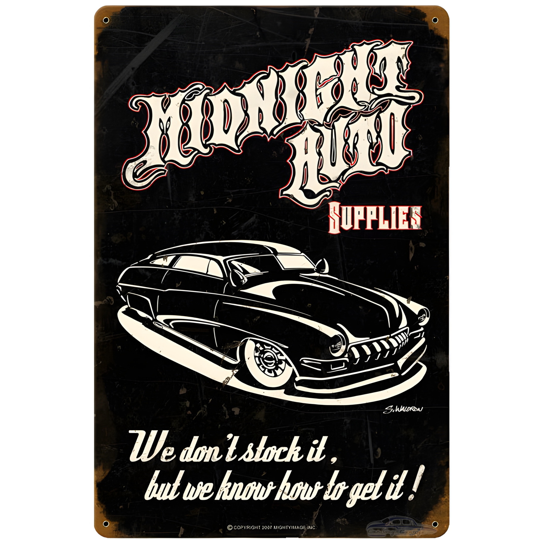 Vintage Midnight Auto Metal Sign - 12"x18" - Made in USA