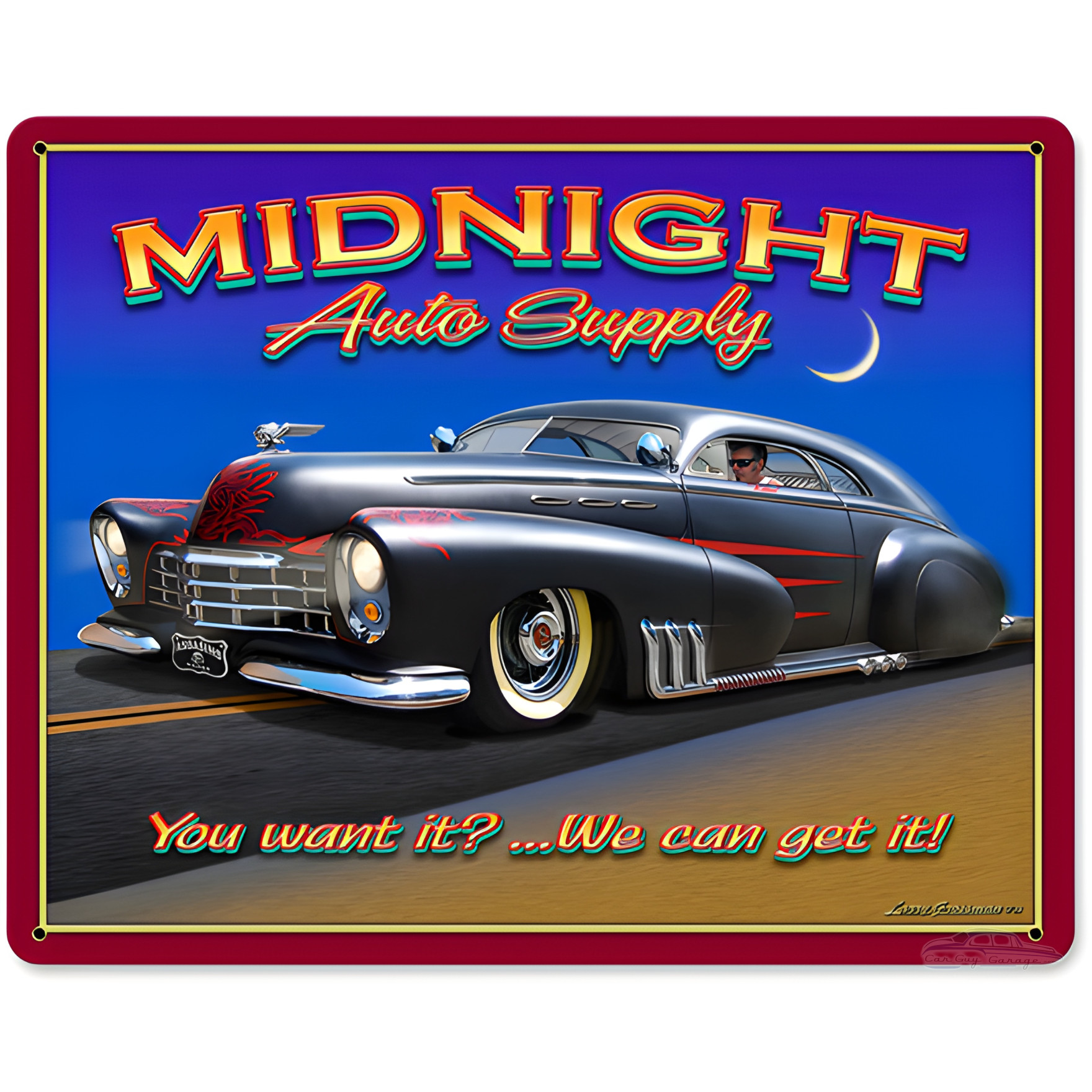Midnight Auto Supply Metal Sign - Vintage Garage Decor 15"x12"