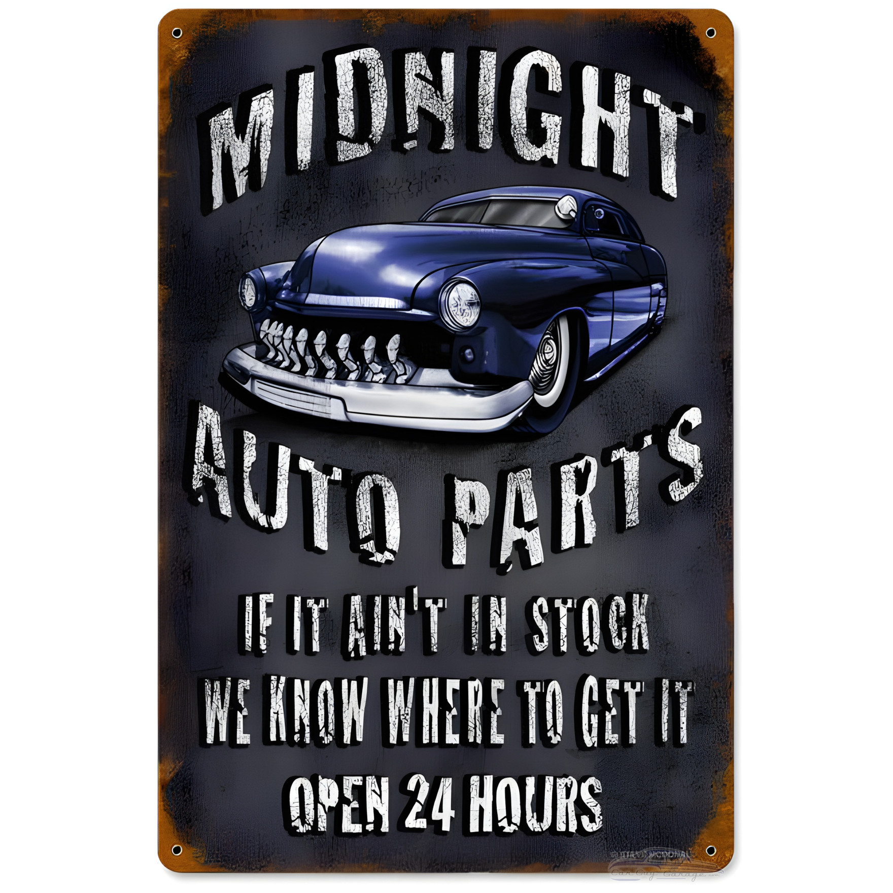 Midnight Auto Parts Metal Sign - Vintage 12"x18" Wall Decor