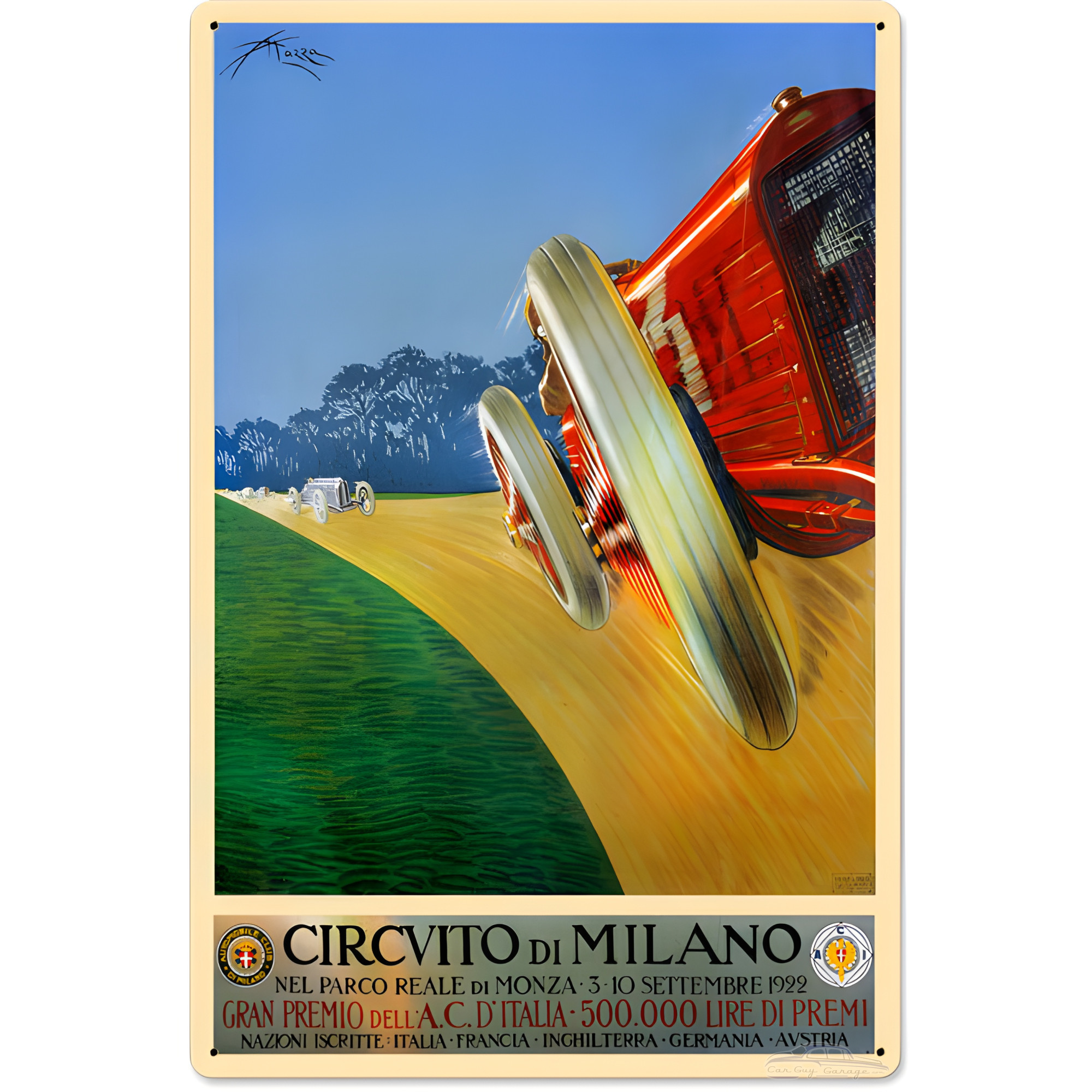 Milan Grand Prix Metal Sign - 24"x16" - Heavy Gauge Steel