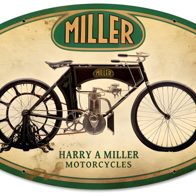 Miller Motorcycles Sign - 24"x14" Heavy Gauge Steel, USA Made