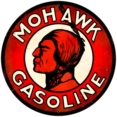 Vintage Mohawk Gasoline Metal Sign - 28" Round, Durable Decor