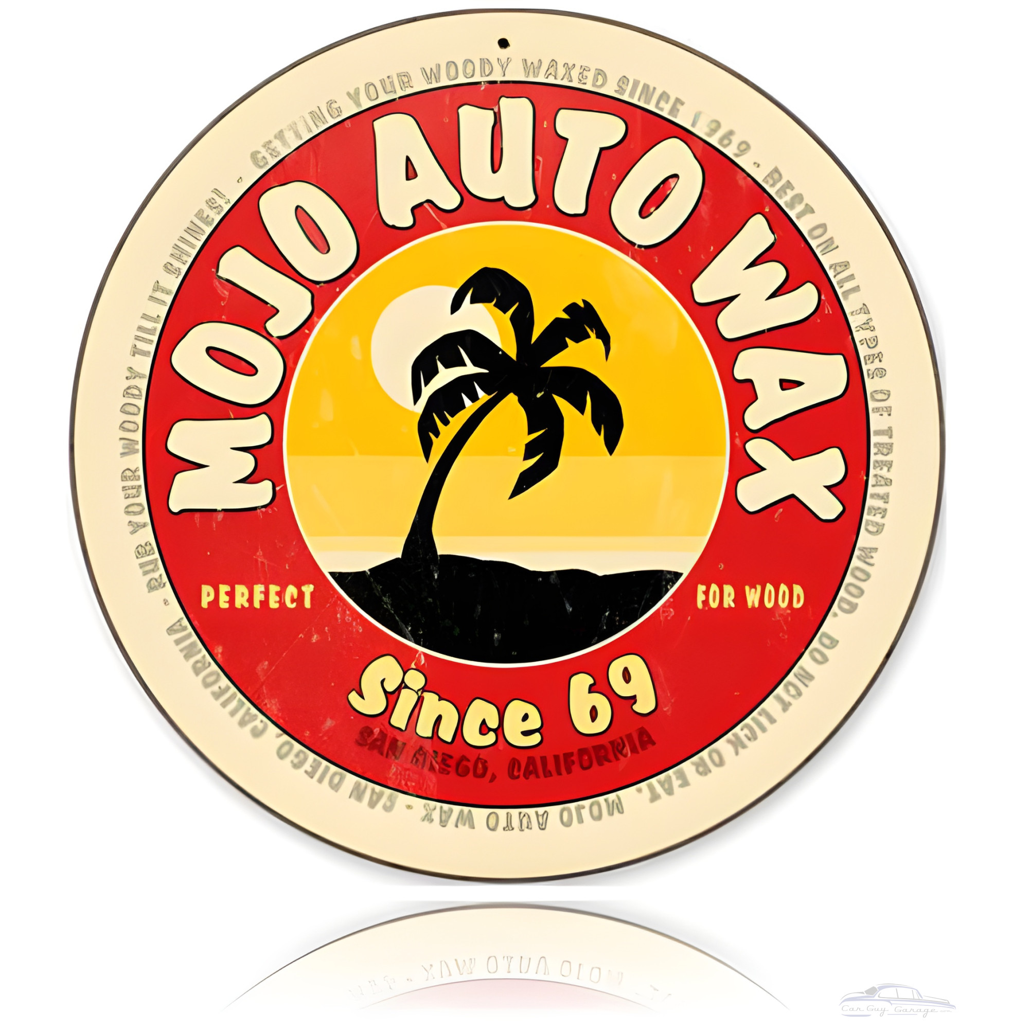 Mojo Auto Wax Metal Sign - Retro 14" Round, Made in USA
