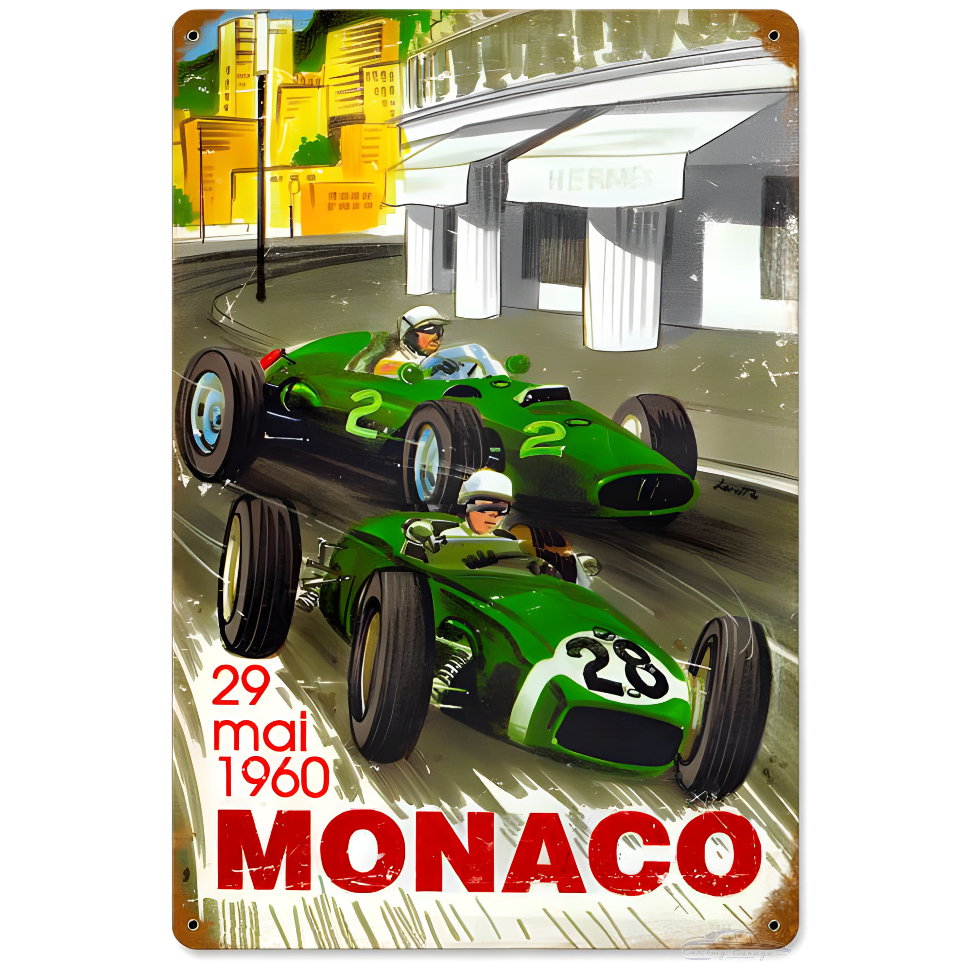 Monaco Vintage Metal Sign - 18"x12" - Made in USA, Easy Hang