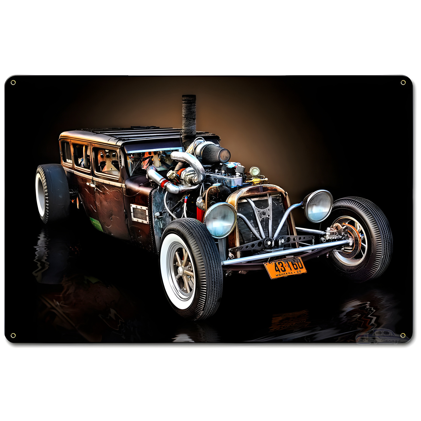 Montana Rat Rod Metal Sign - Durable 18"x12" Garage Decor