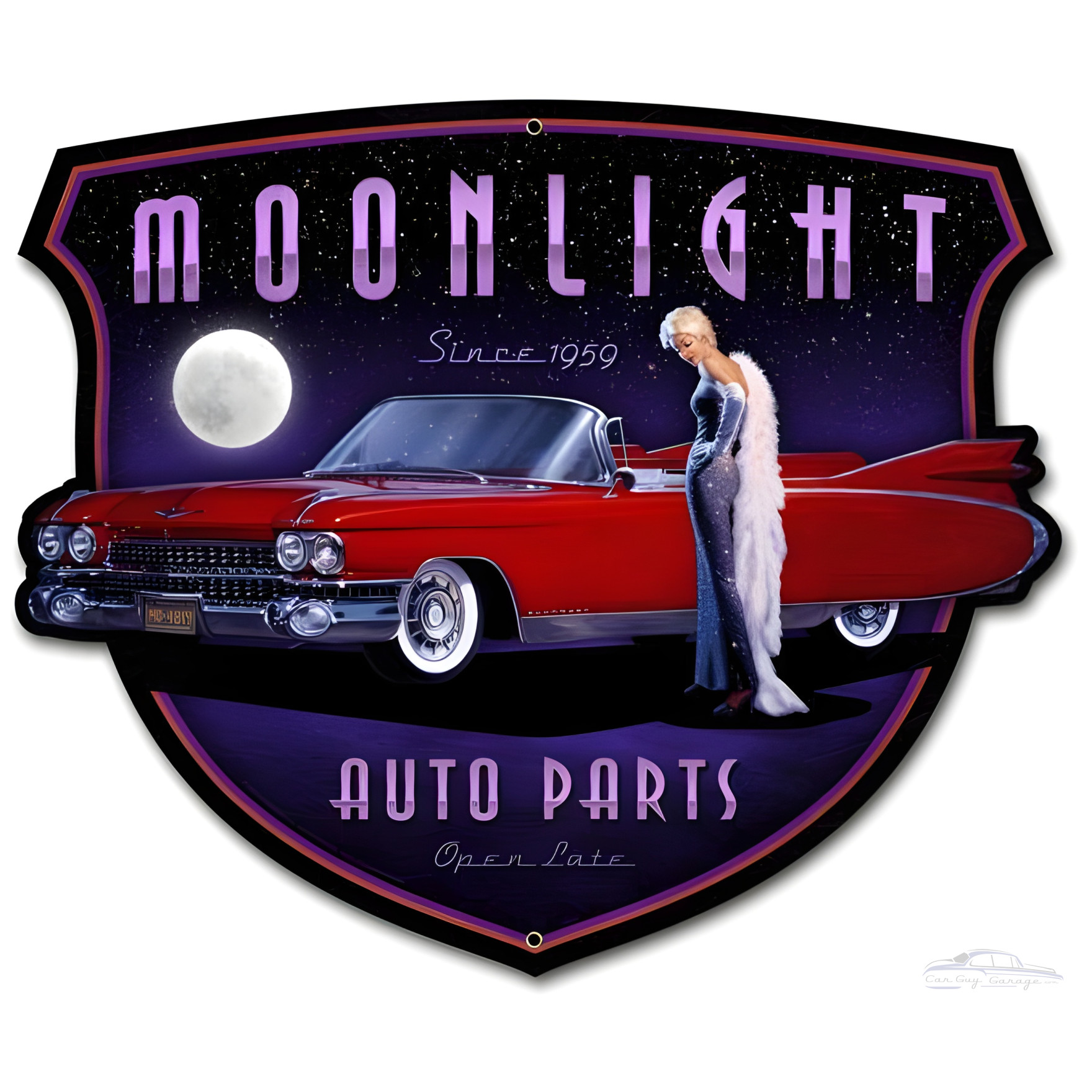 Moonlight Auto Parts Metal Sign - 18"x15" Handmade USA Decor