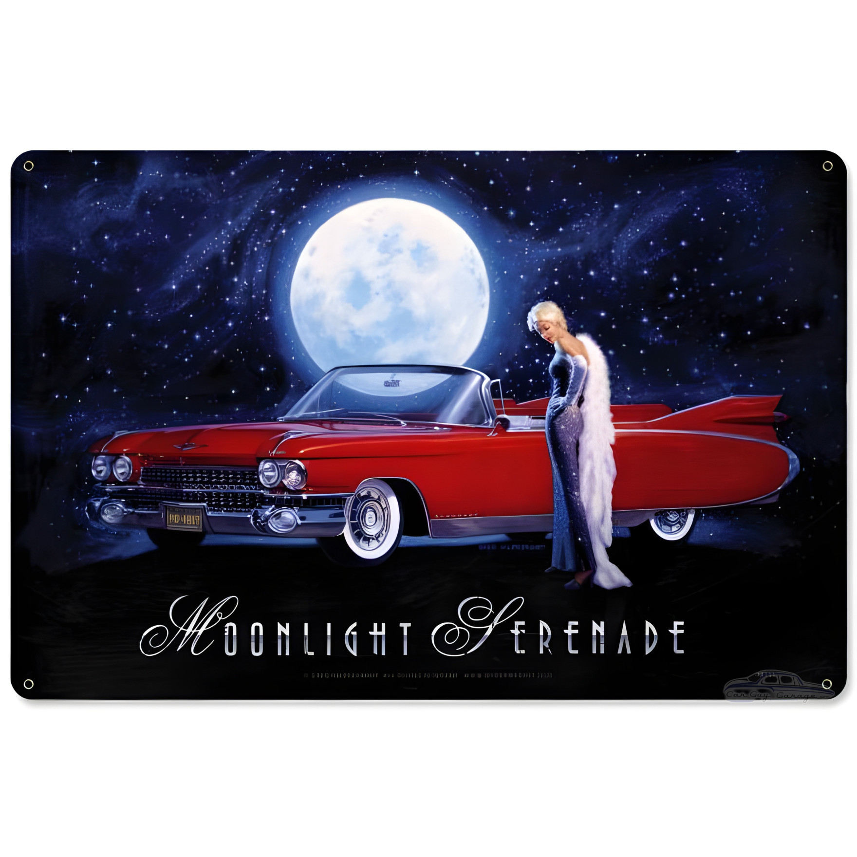 Moonlight Serenade Metal Sign - Vintage Style Wall Decor 18"x12"