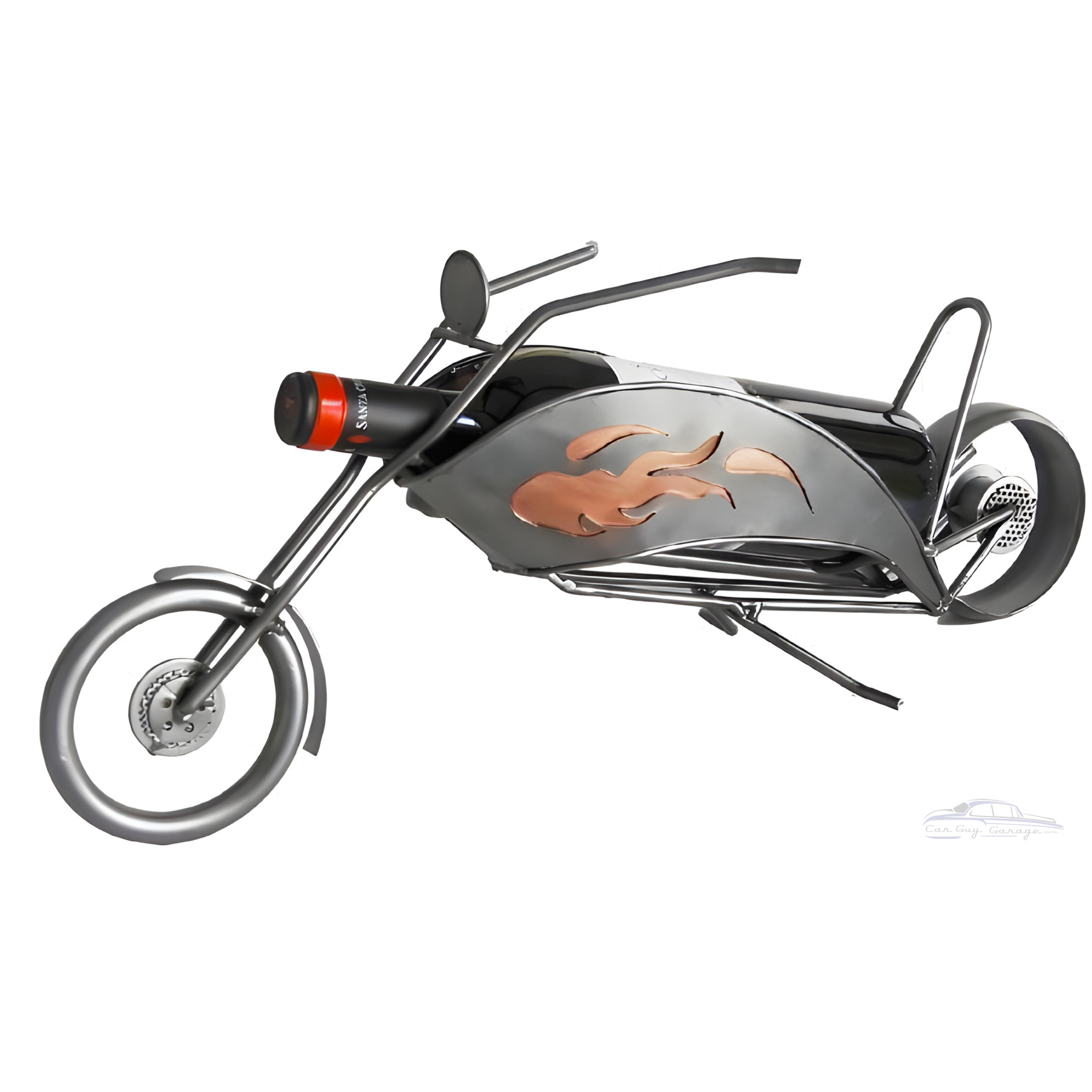 Motorcycle Chopper Wine Bottle Caddy - Handcrafted Art Piece
