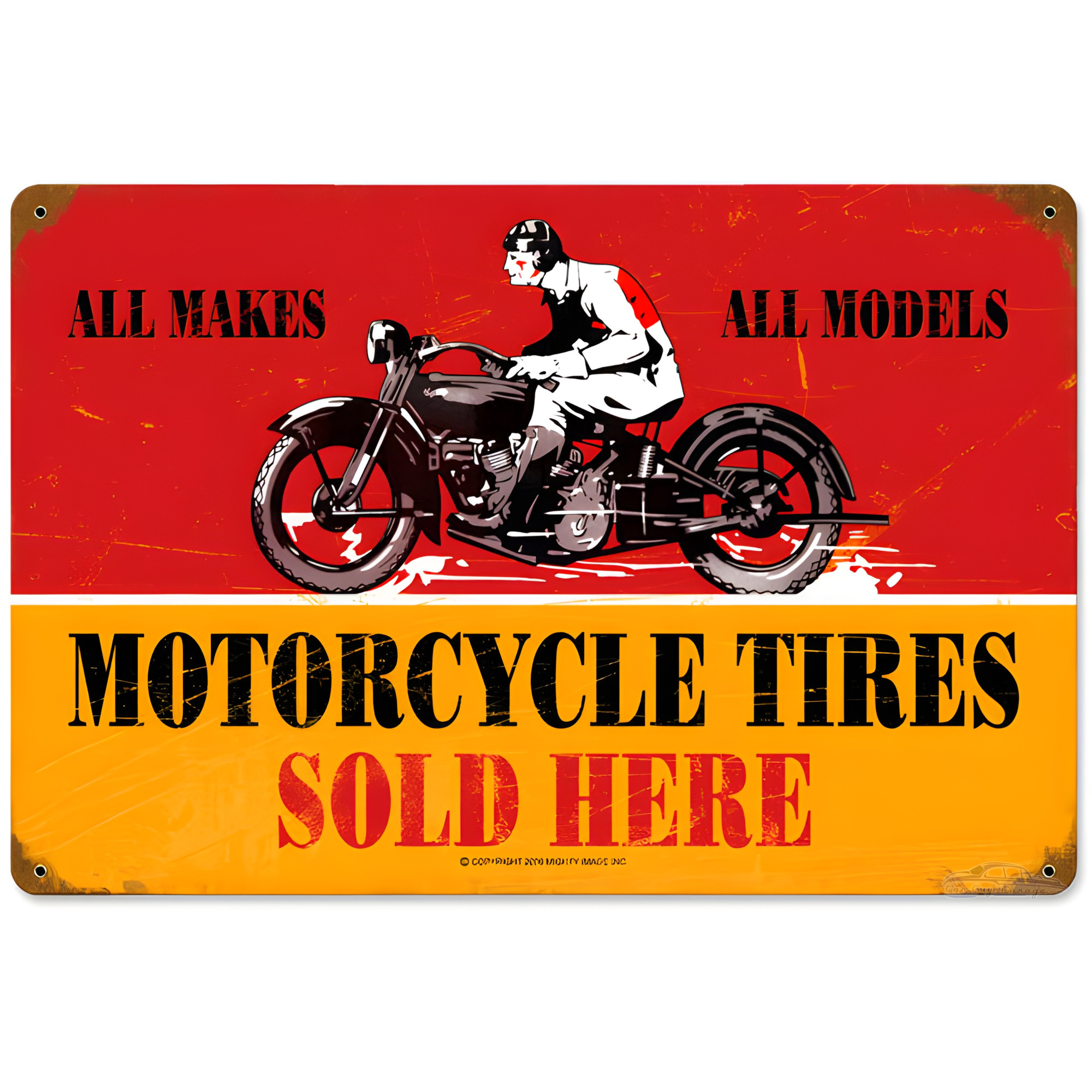 Vintage Motorcycle Tires Metal Sign - 18"x12" - Made in USA