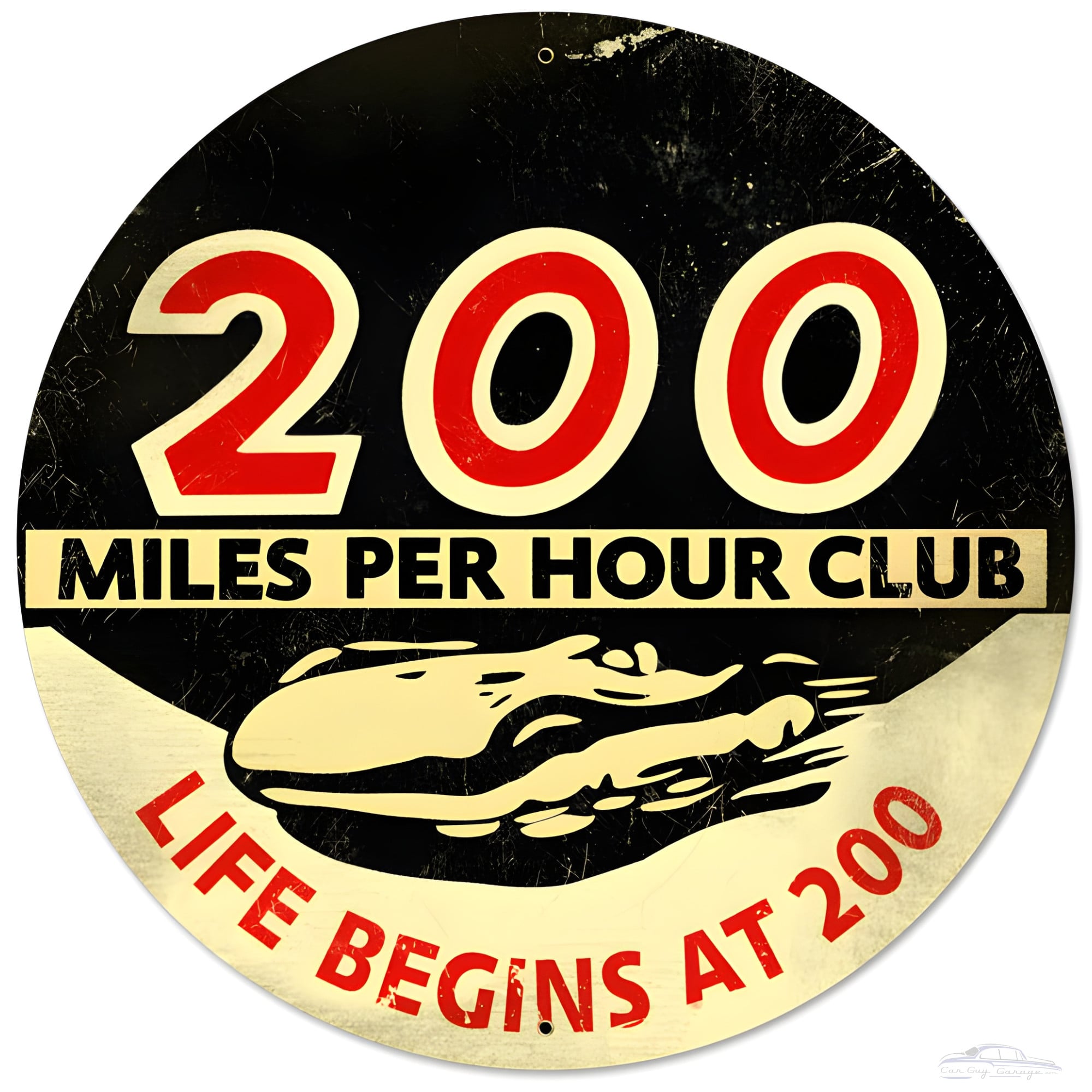 200 MPH Round Metal Sign - 28" - Made in USA - Easy Hang