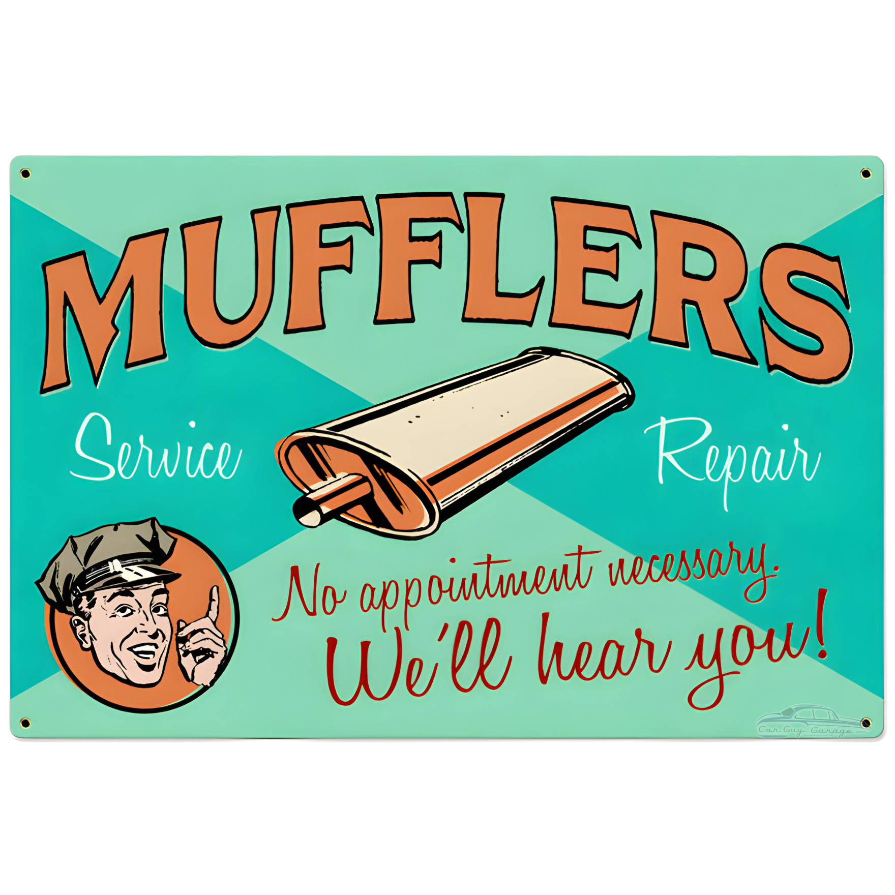 Muffler Service Metal Sign - 36"x24" - Durable USA Made Decor