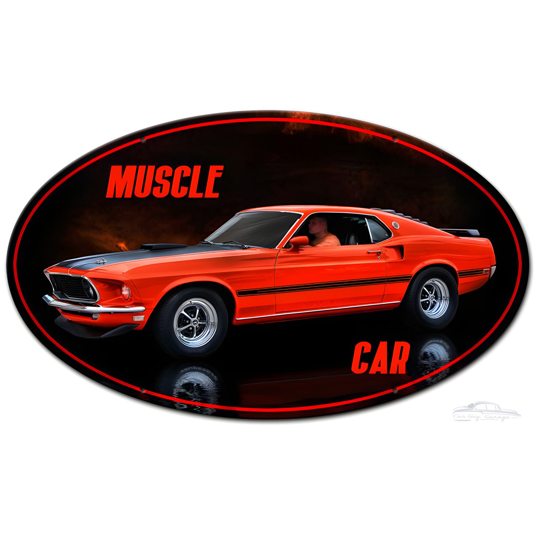 Muscle Car Metal Sign - 24"x14" - Durable, Easy to Hang