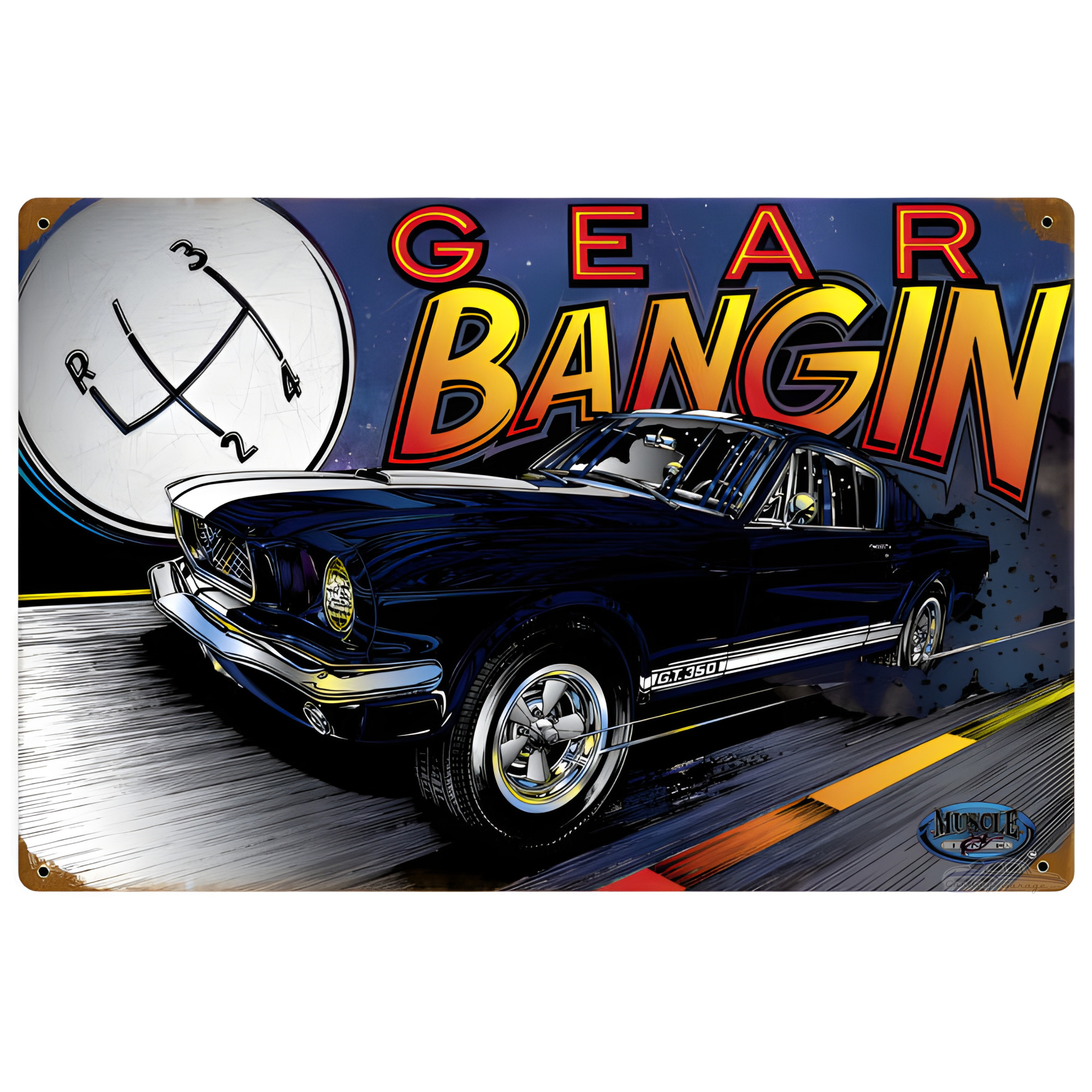 Mustang Gear Metal Sign - Vintage 18"x12" American Steel Decor