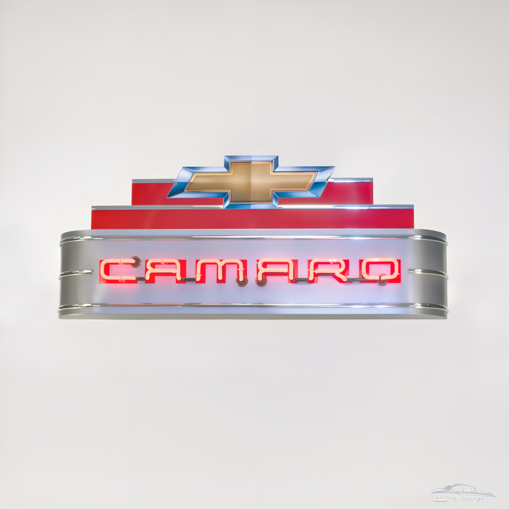 48" Neon Silver Camaro Sign - Durable, Easy to Hang, UL Listed