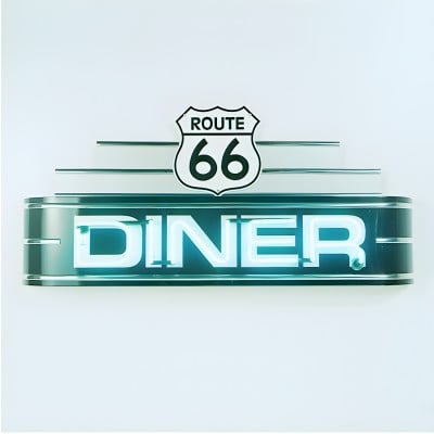 48" Route 66 Diner Neon Sign - Durable, Easy to Hang, USA Made
