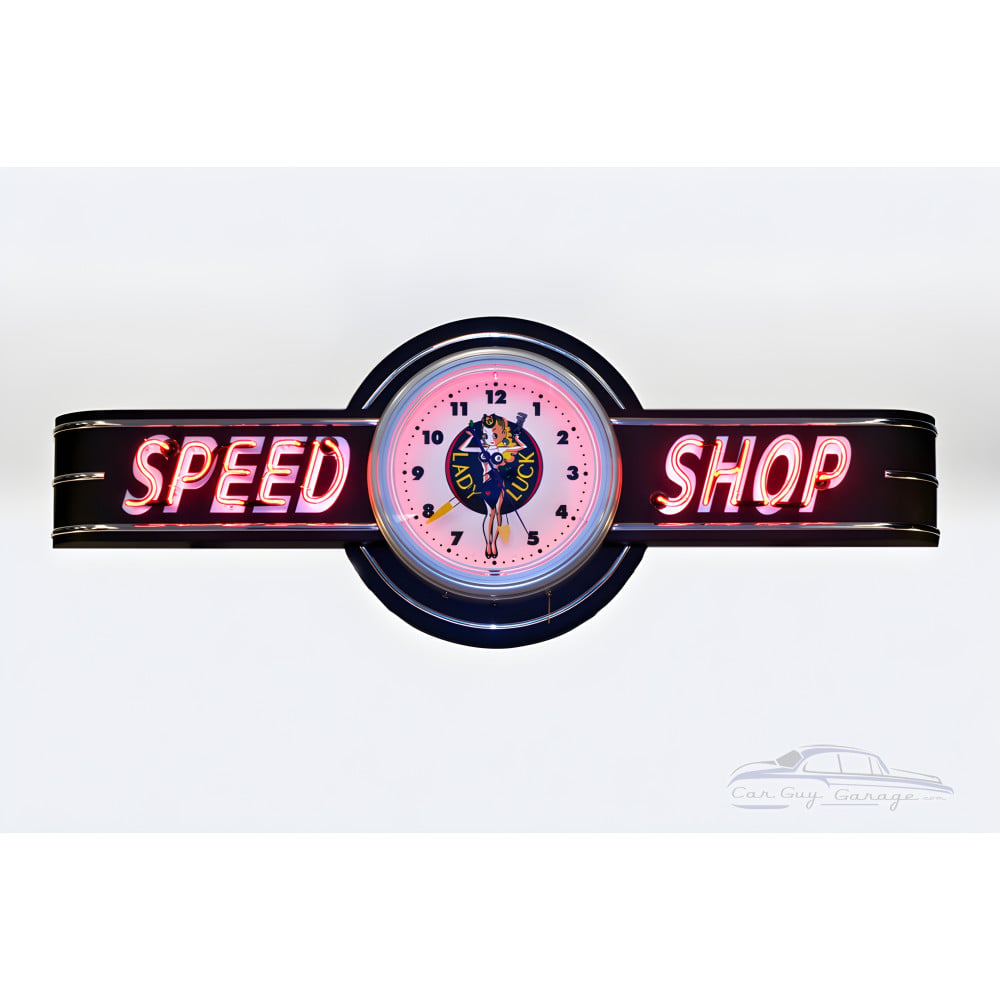 Black Rim Purple Neon Clock - 15" Diameter, Art Deco Style