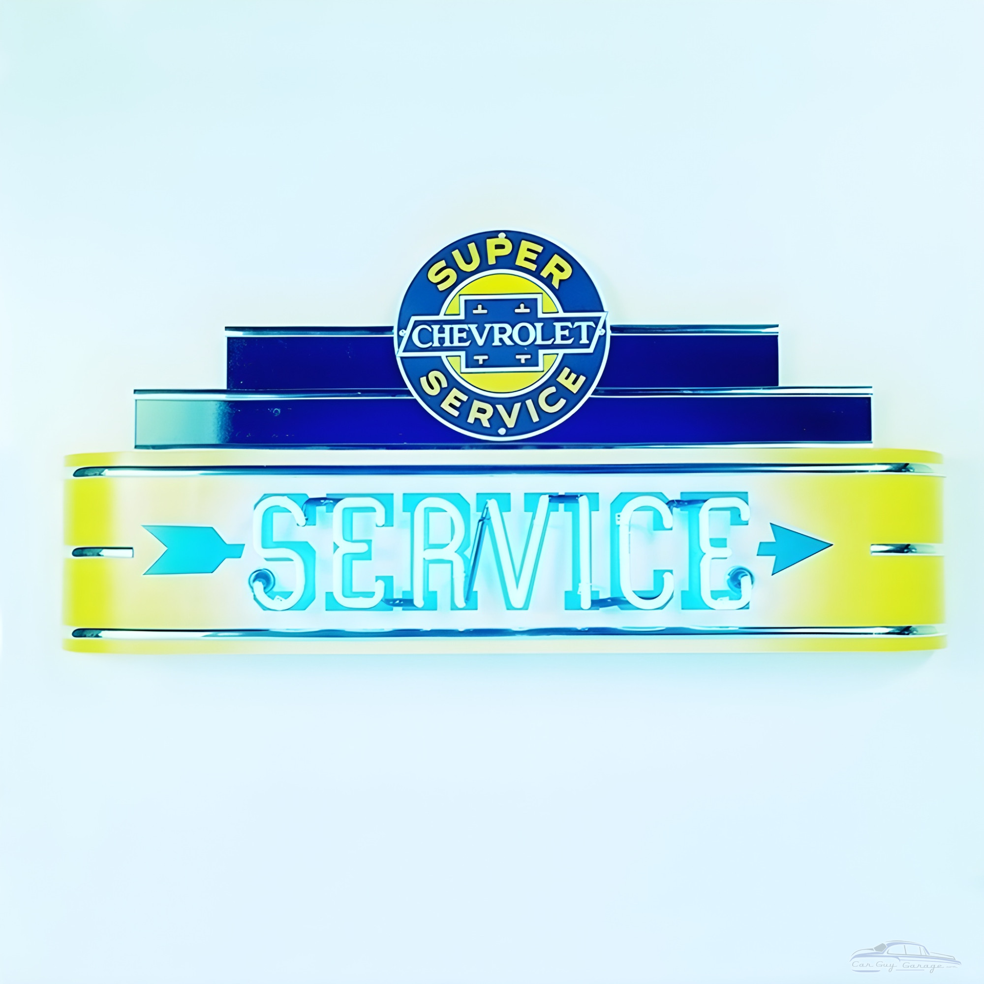 48" Neon Chevrolet Service Sign - Durable Steel, Easy Hang