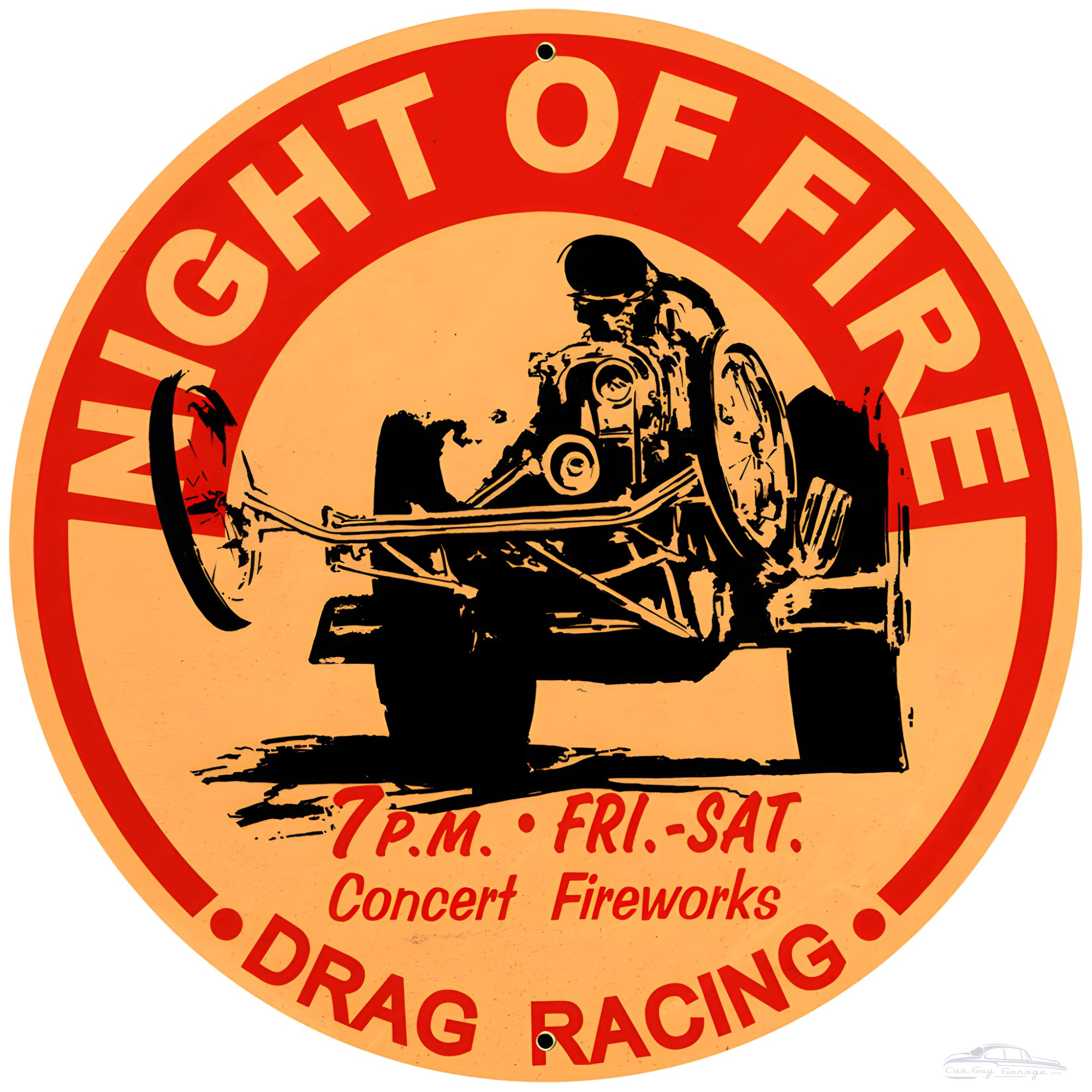 Night of Fire Metal Sign - 28" Round, Heavy Gauge Steel Decor