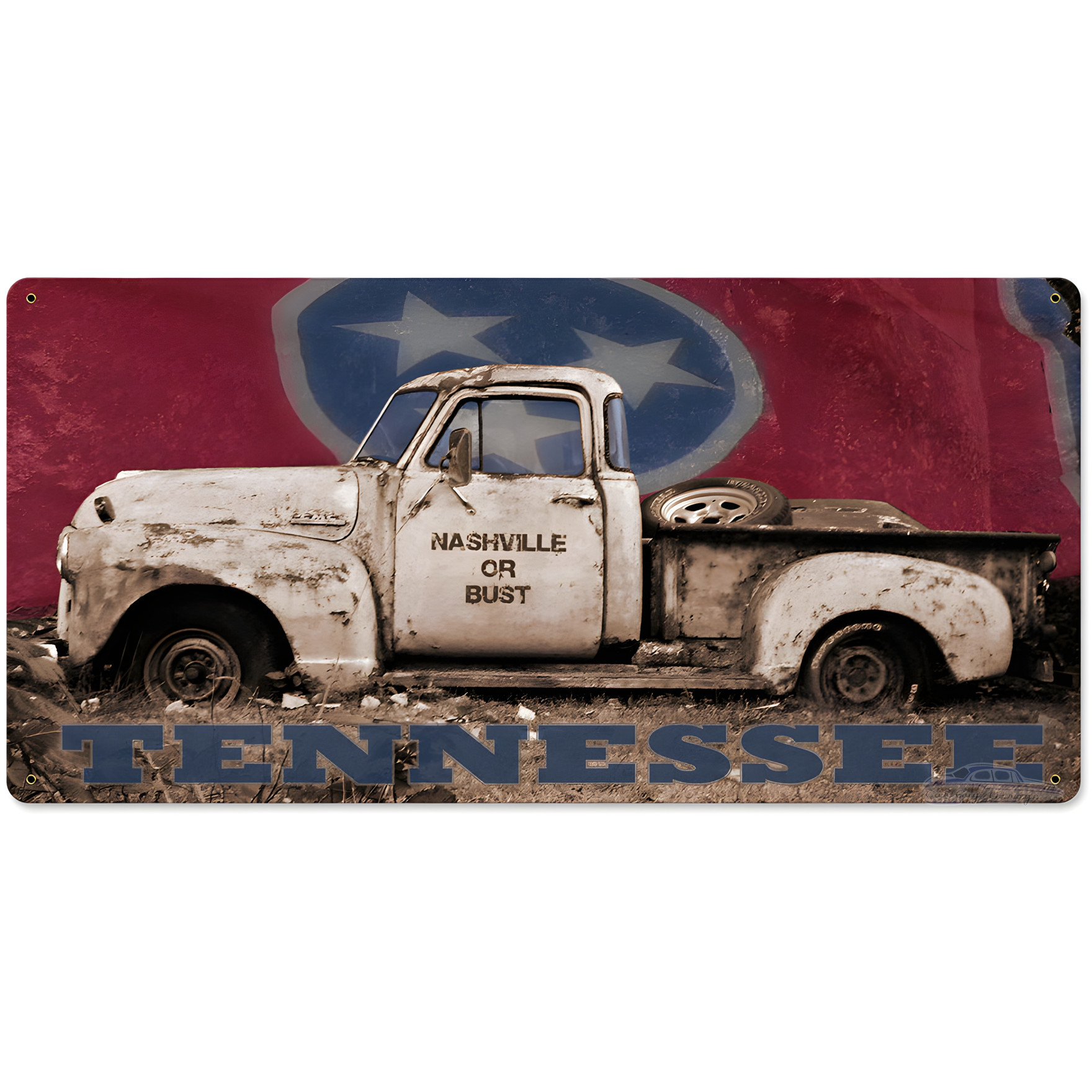 Nob Truck Flag Metal Sign - 24"x12" - Heavy Gauge Steel, USA