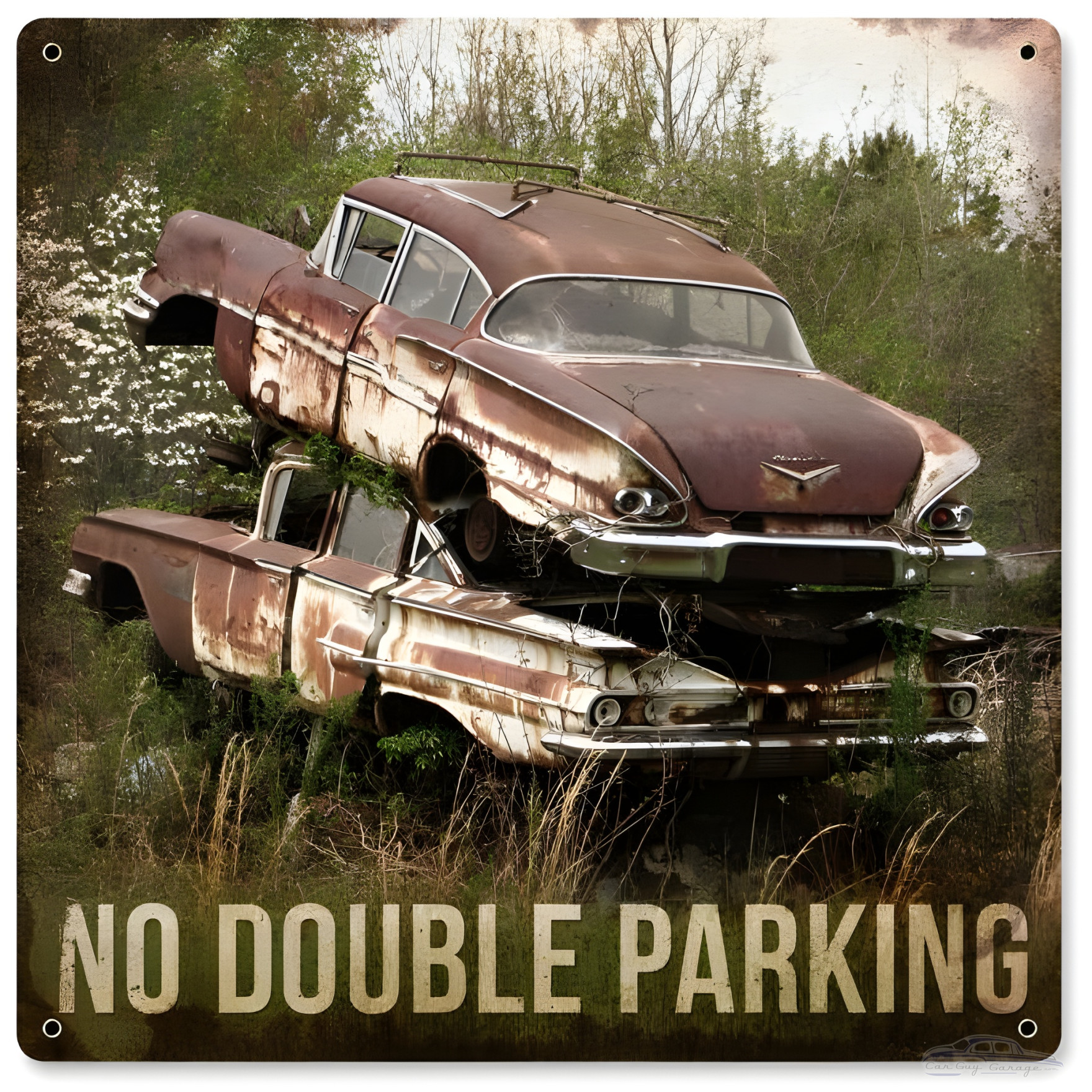 No Double Parking Metal Sign - 12"x12" Heavy Gauge Steel USA