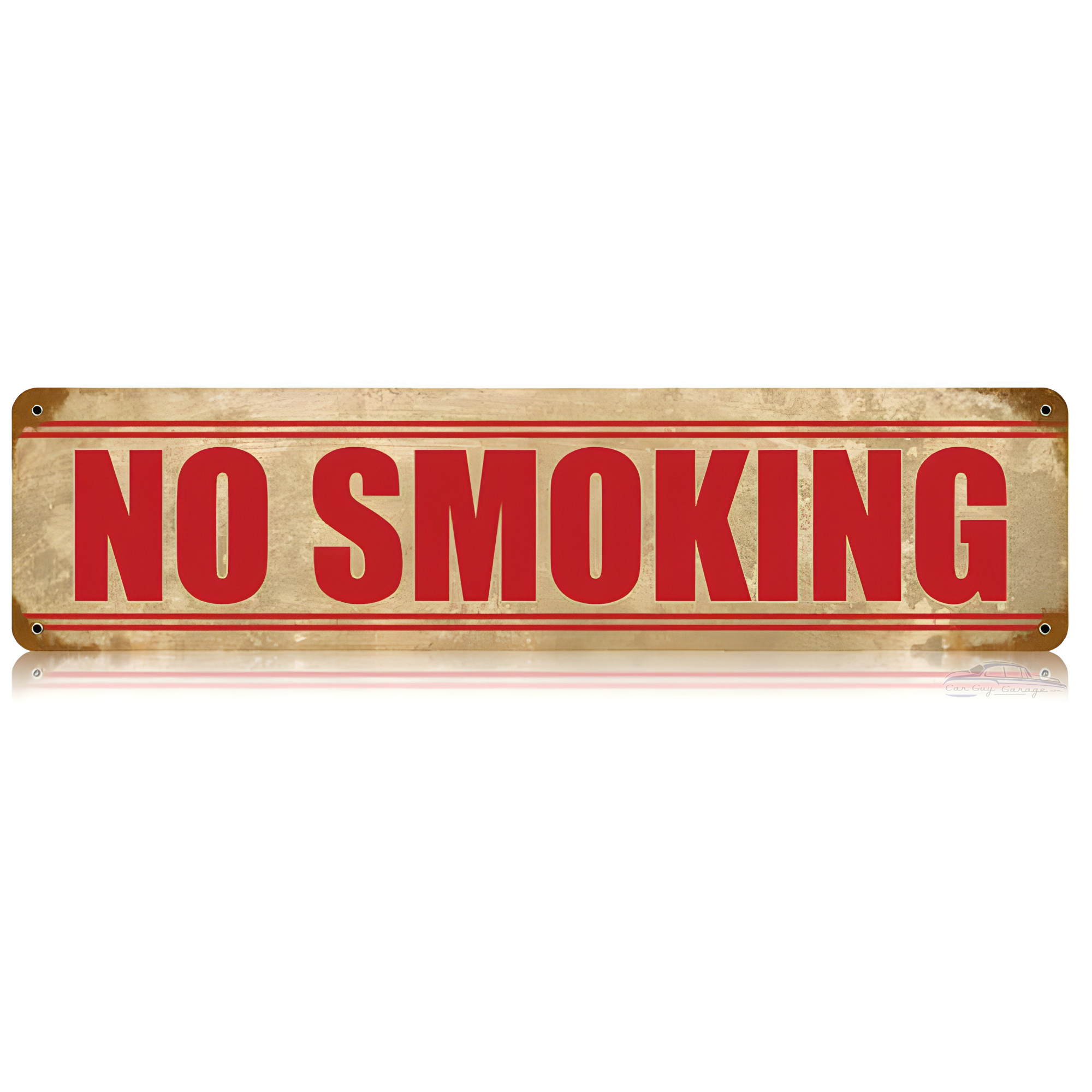 No Smoking Metal Sign - Vintage 20"x5" Heavy Steel USA Made