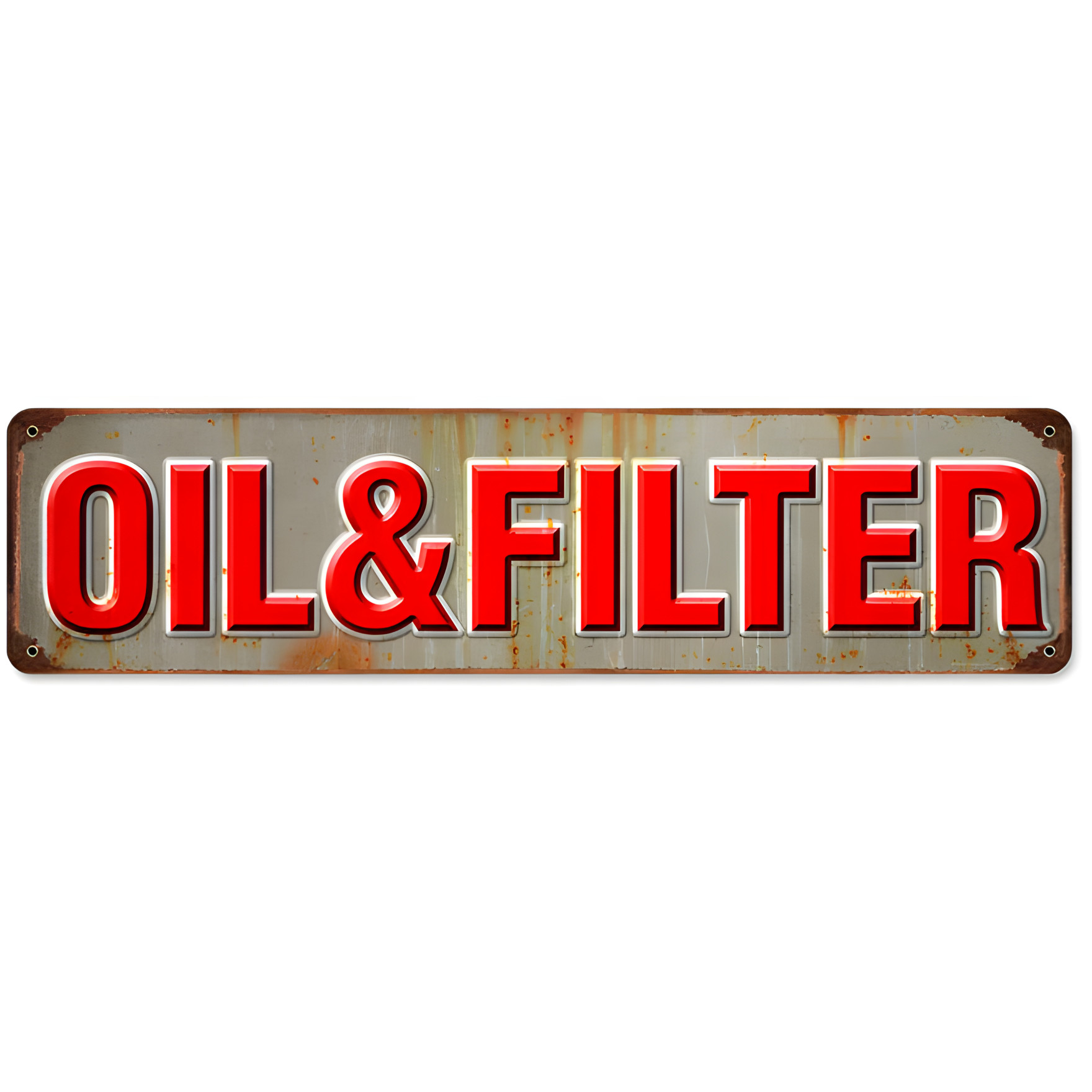 Oil and Filter Metal Sign - 20"x5" - Durable Garage Decor