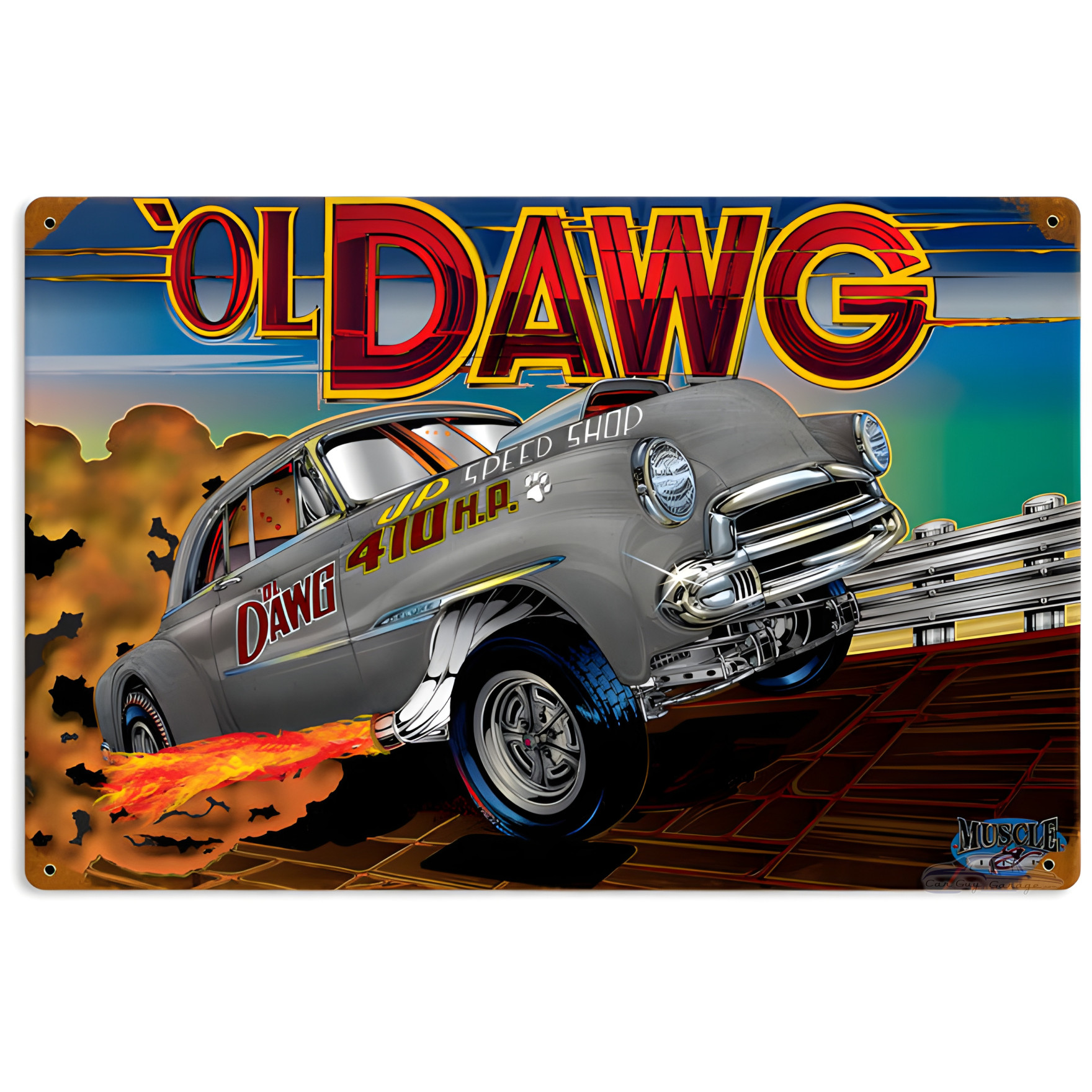 Ol' Dawg Metal Sign - Vintage 18"x12" Garage Decor USA Made