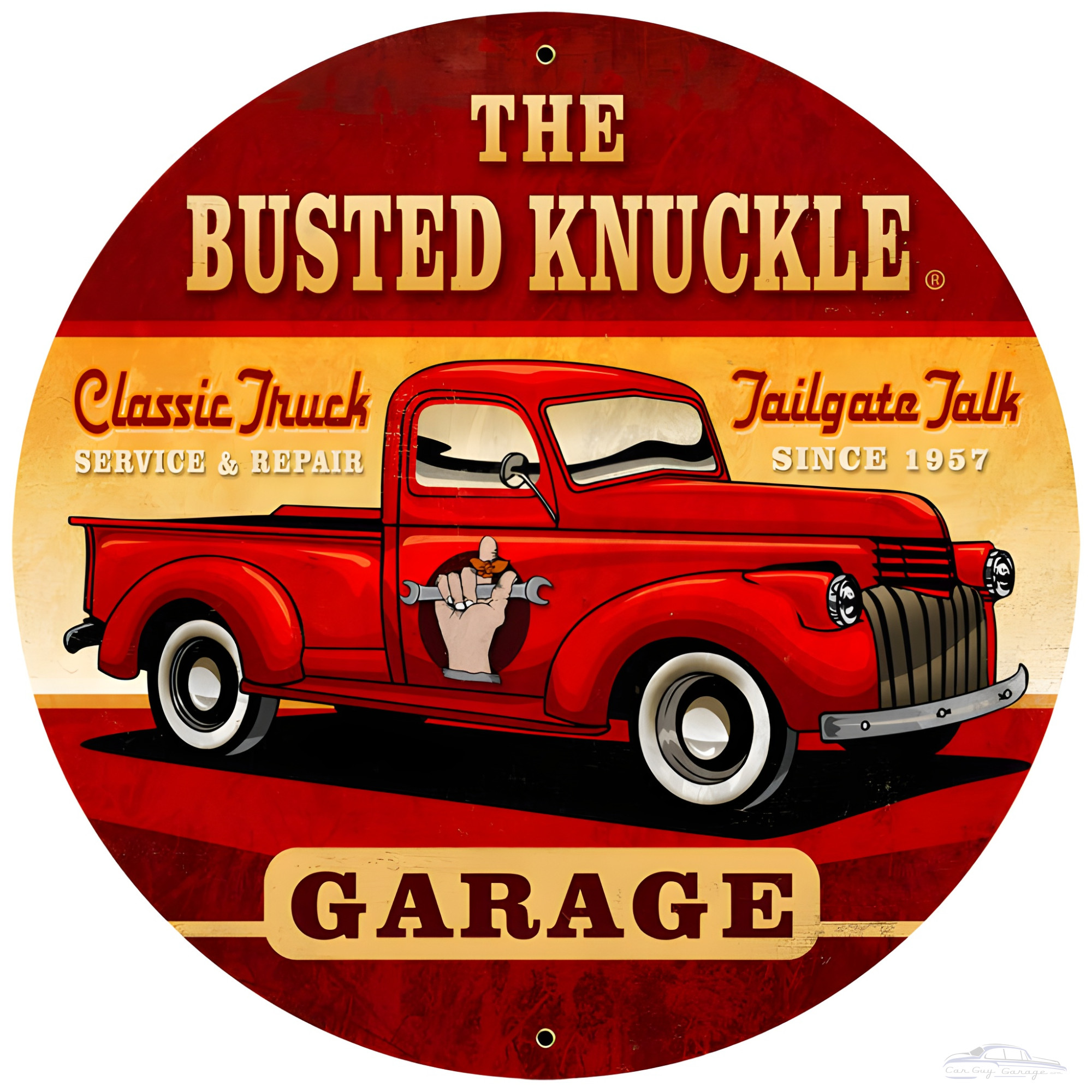 Old Truck Sign - 28" Round, Heavy Gauge Steel, Made in USA