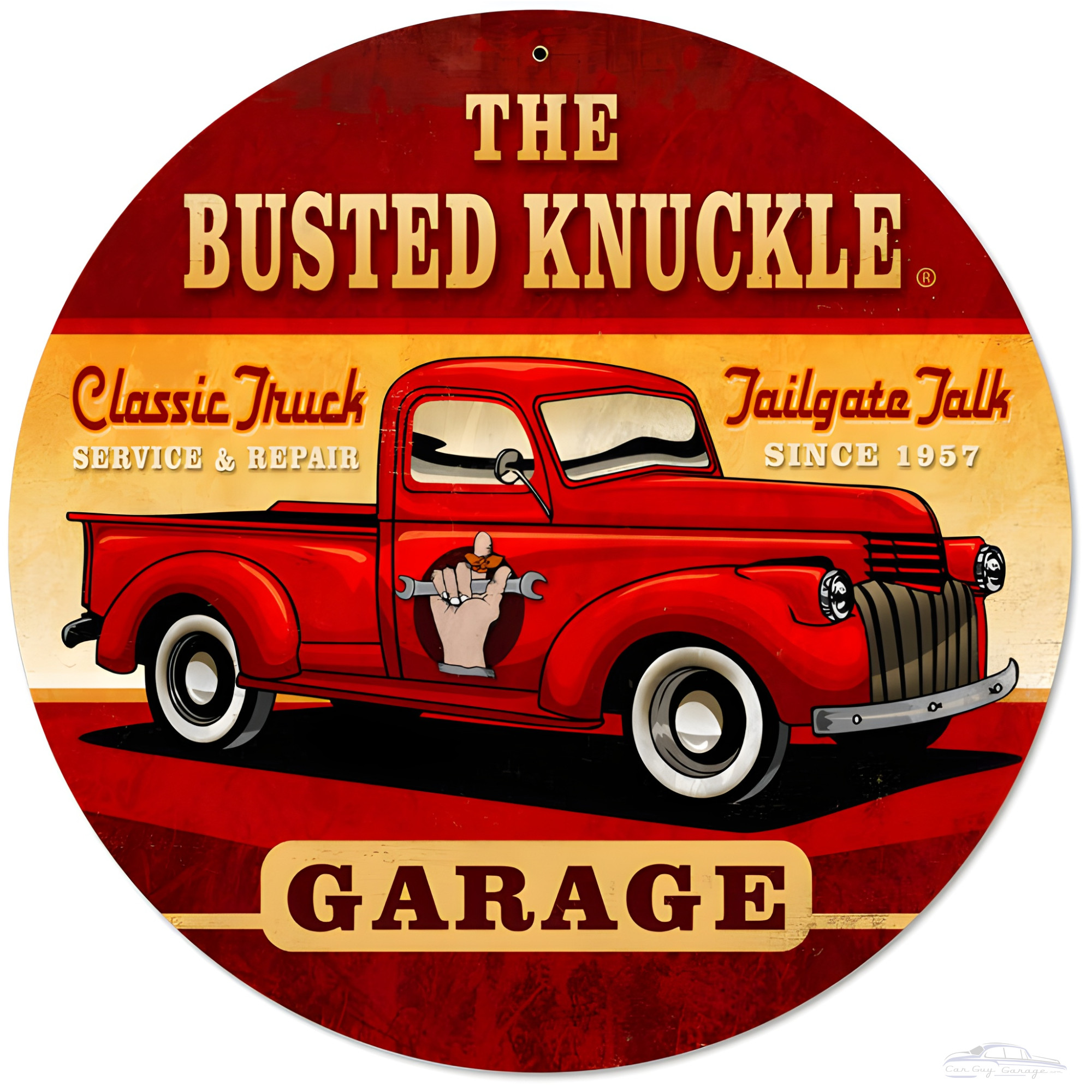 Old Truck Sign - 14" Round, Made in USA, Heavy Gauge Steel